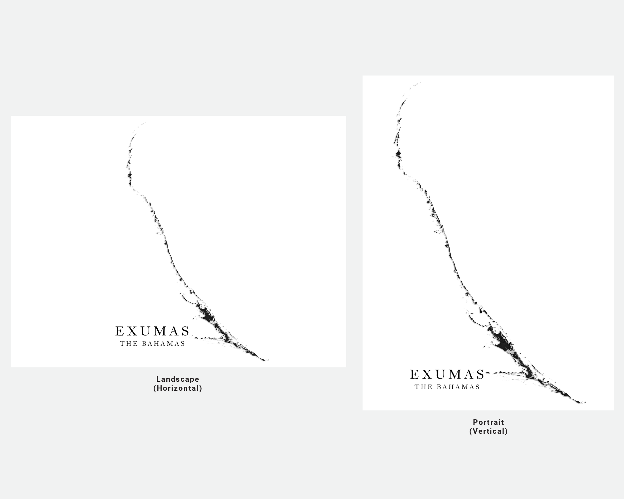 Exuma Map Print Poster, Black and White Exumas The Bahamas Wall Art Pr ...