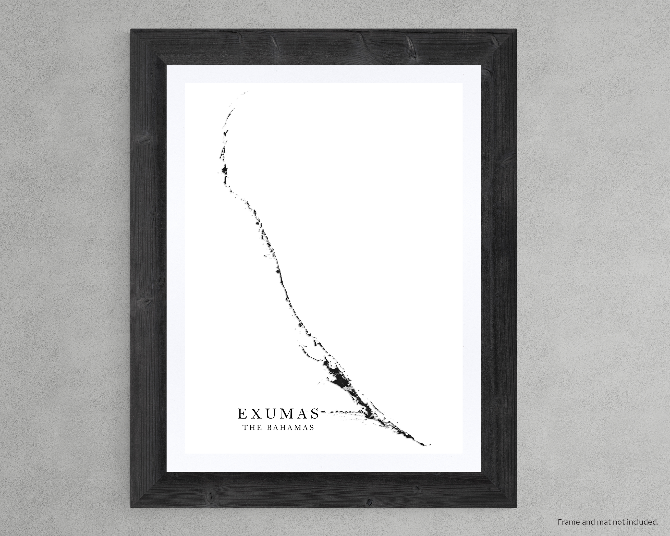 Exuma Map Print Poster, Black and White Exumas The Bahamas Wall Art Pr ...