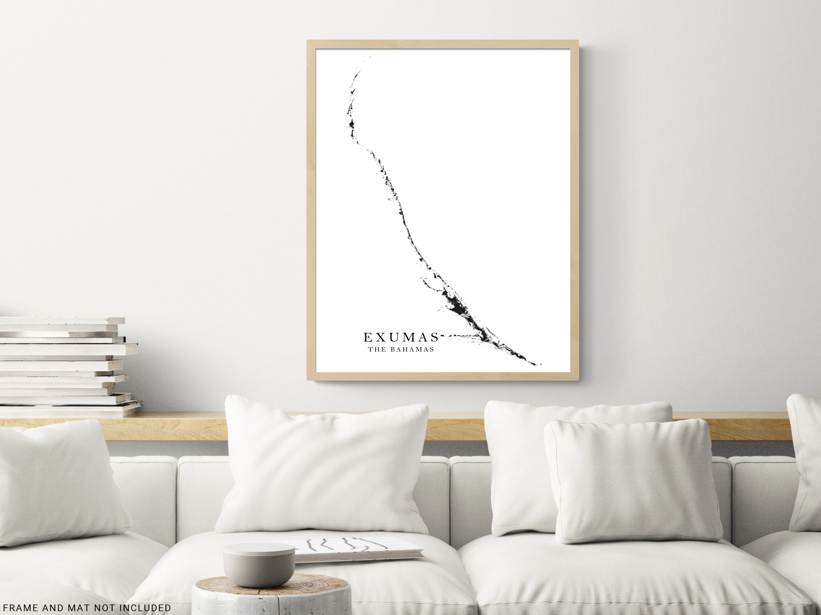 Exuma Map Print Poster, Black and White Exumas The Bahamas Wall Art Pr ...