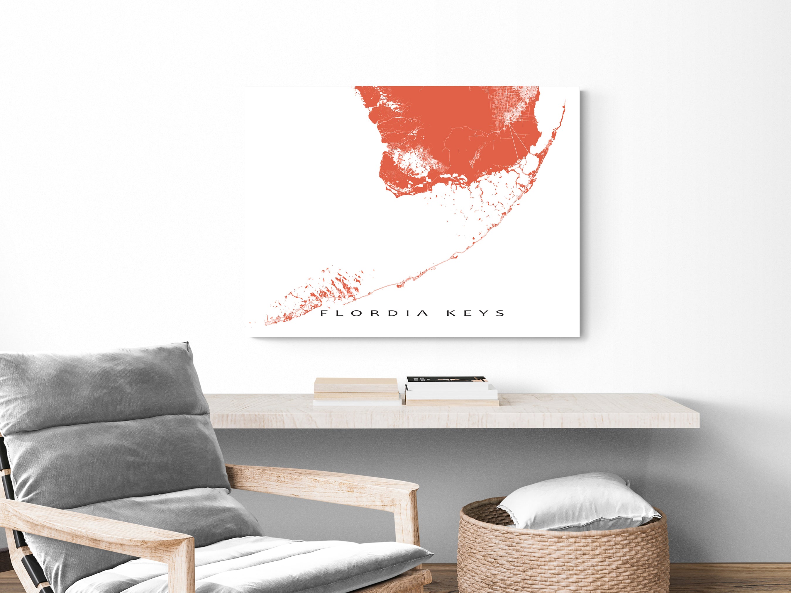 Florida Keys Wall Art Map Print Poster, Key West Largo, USA City Town ...