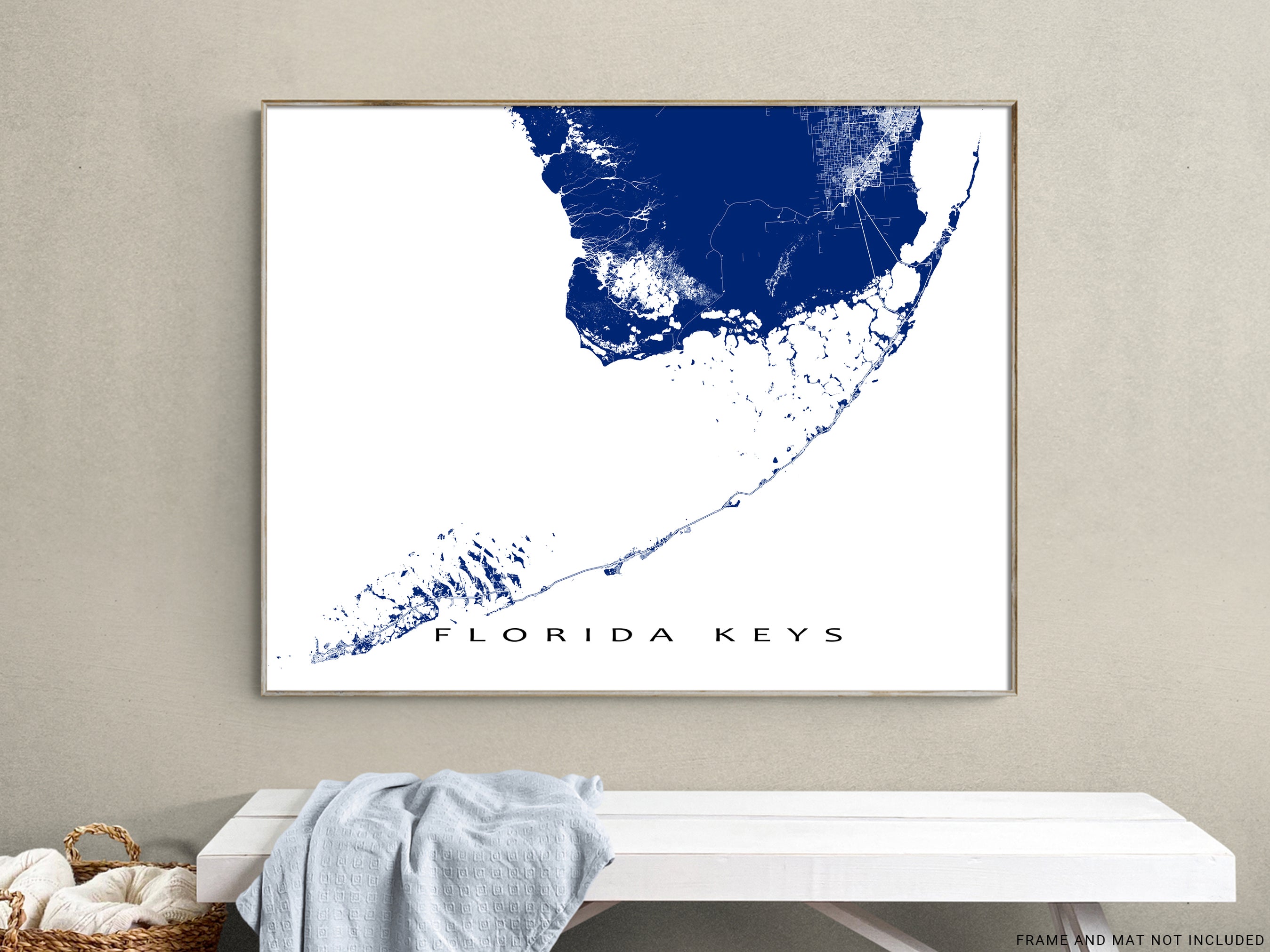Florida Keys Wall Art Map Print Poster, Key West Largo, USA City Town ...