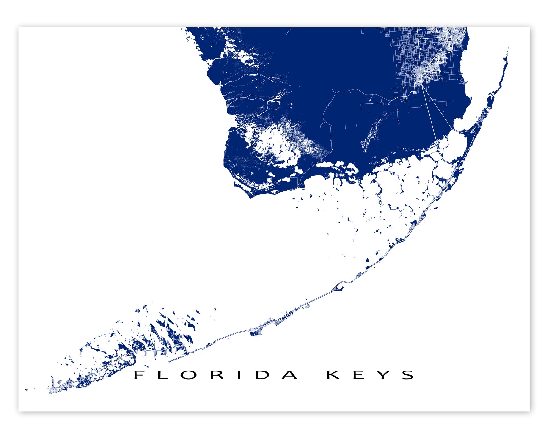 Florida Keys Wall Art Map Print Poster, Key West Largo, USA City Town ...