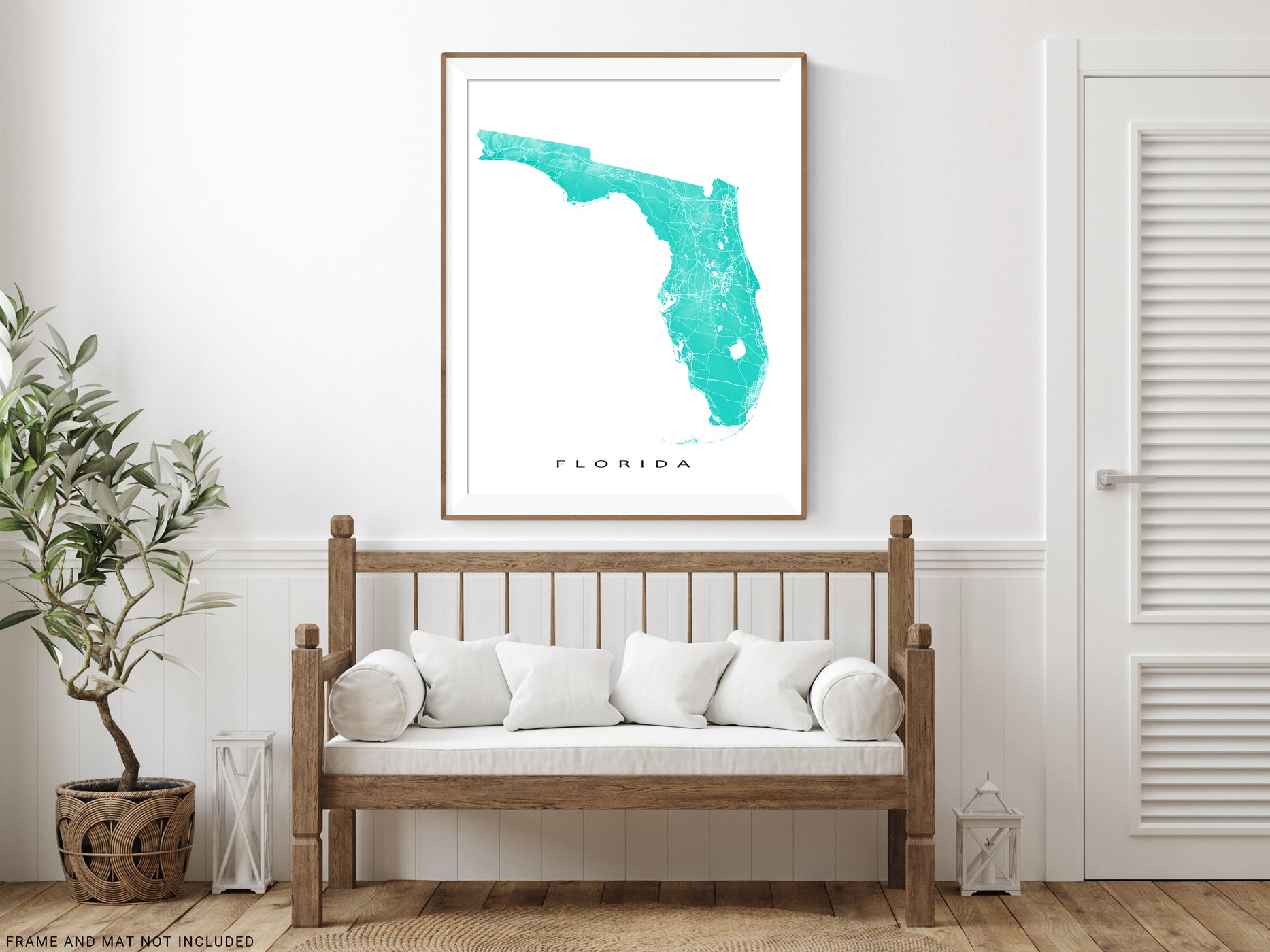Florida Map Print Poster, FL State Wall Art Prints and Road Maps, Miam ...