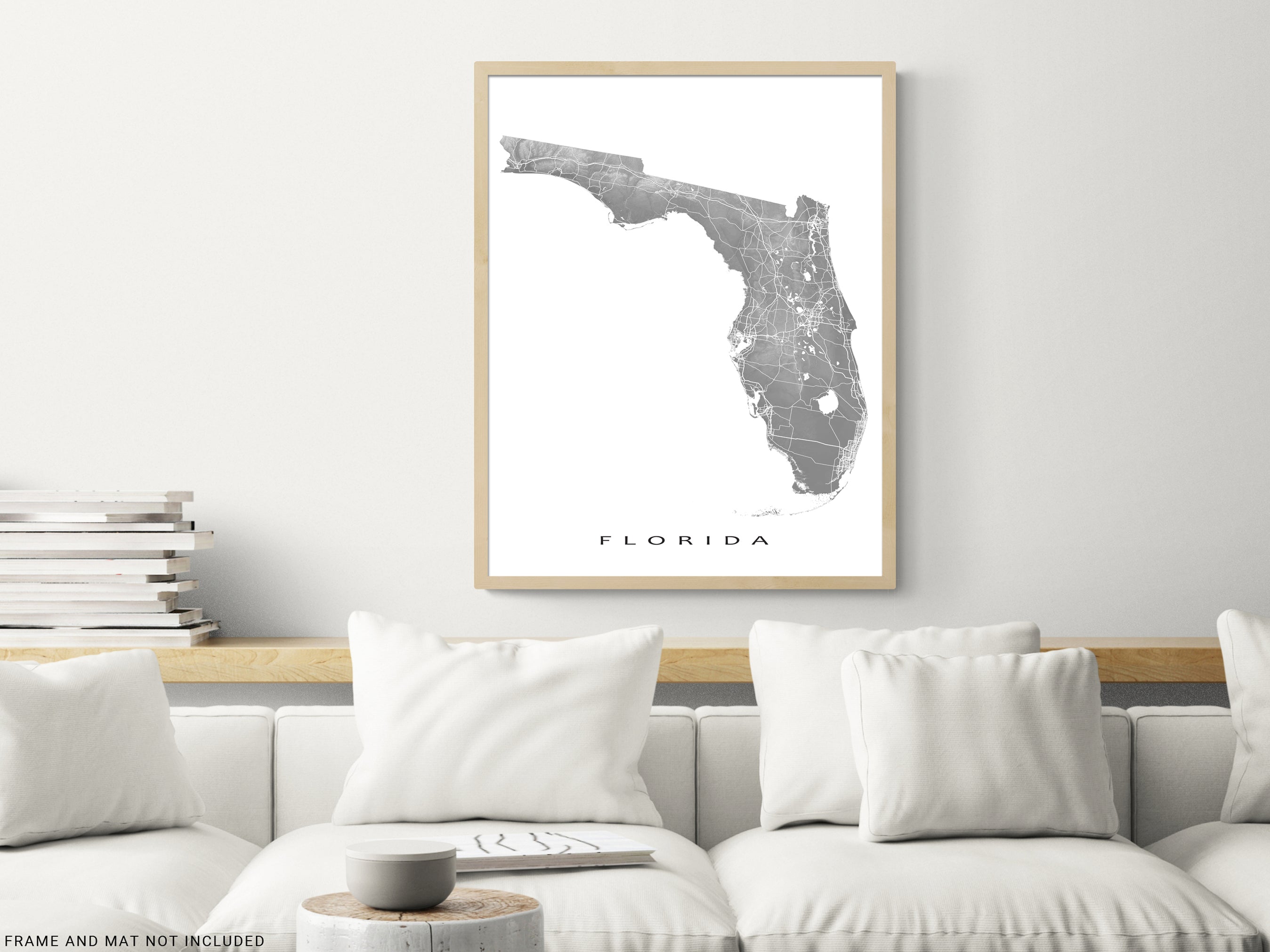 Florida Map Print Poster, FL State Wall Art Prints and Road Maps, Miam ...