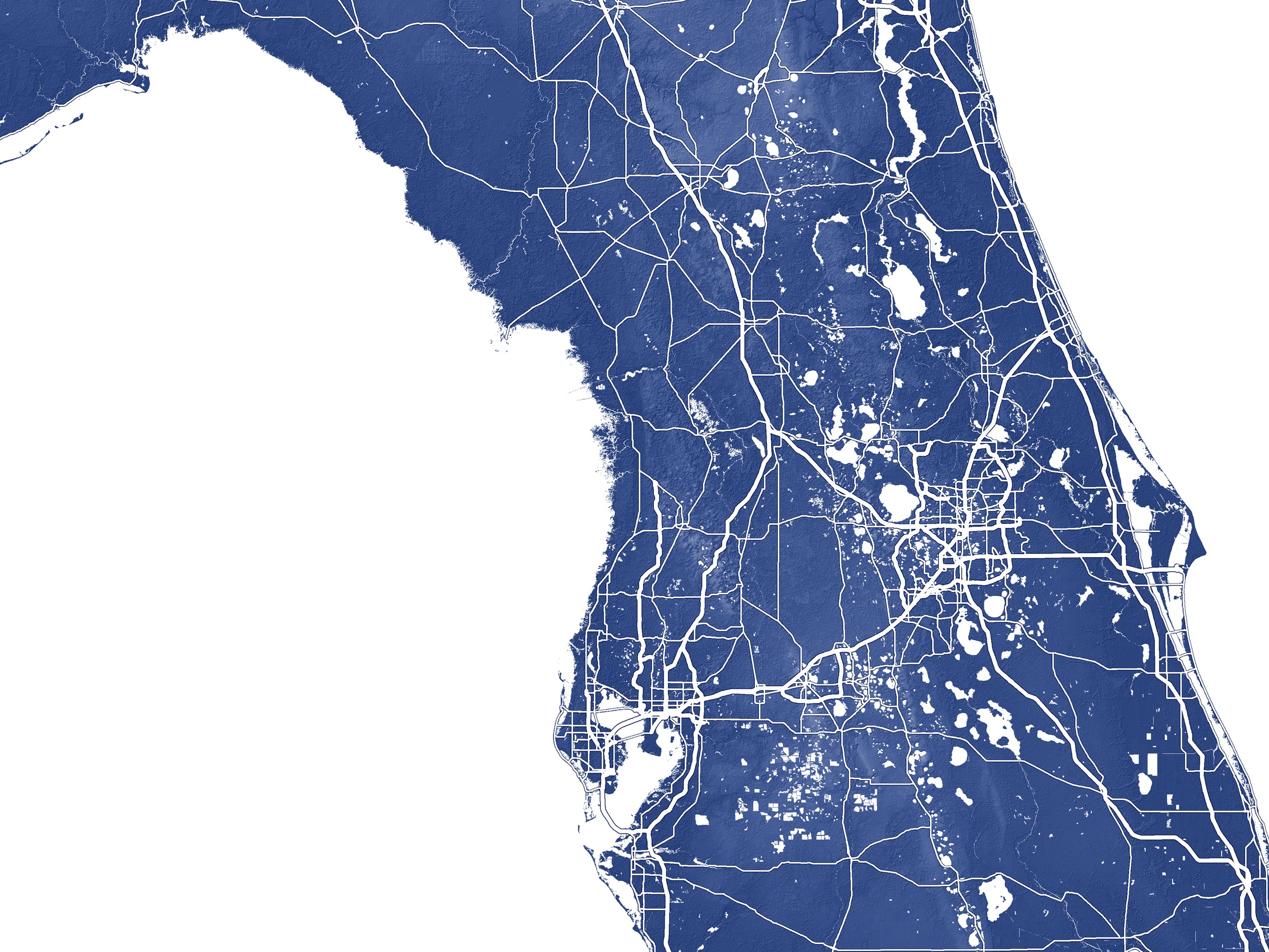 Florida Map Print - Topographic Map of Florida State Wall Art Poster ...