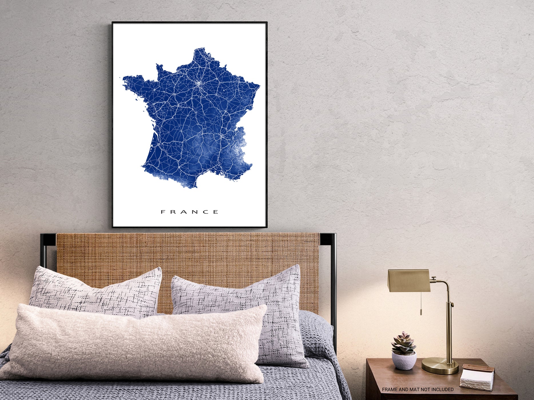 France Map Wall Art Print Poster, Topographic France Country Road Maps ...
