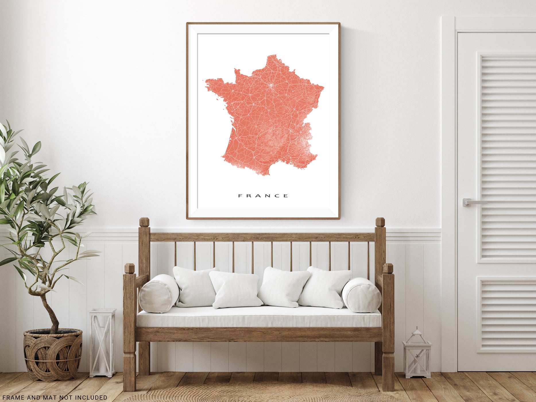 France Map Wall Art Print Poster, Topographic France Country Road Maps ...