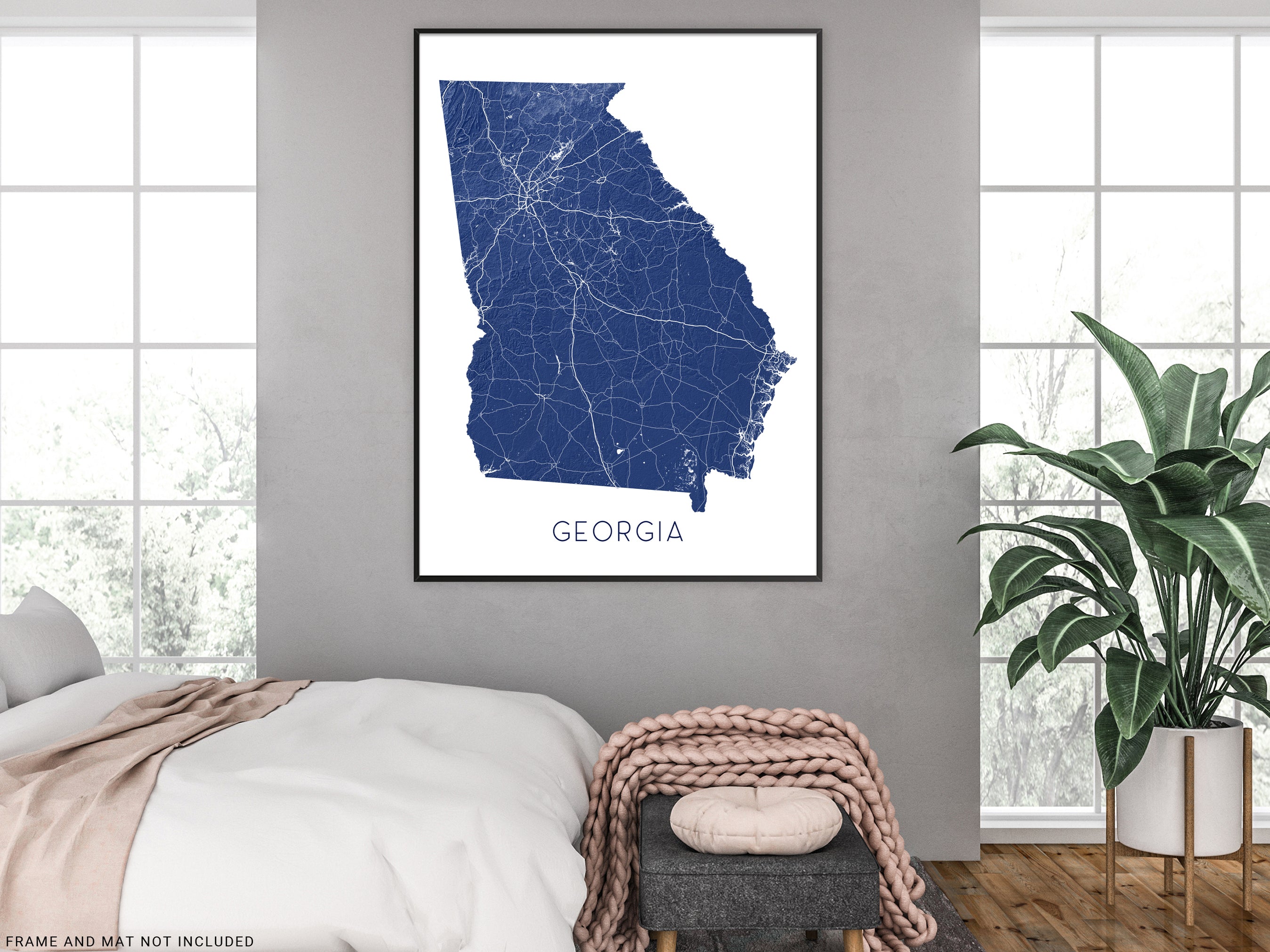 Georgia State Wall Art Map Print Poster- Topographic GA Map of Georgia ...