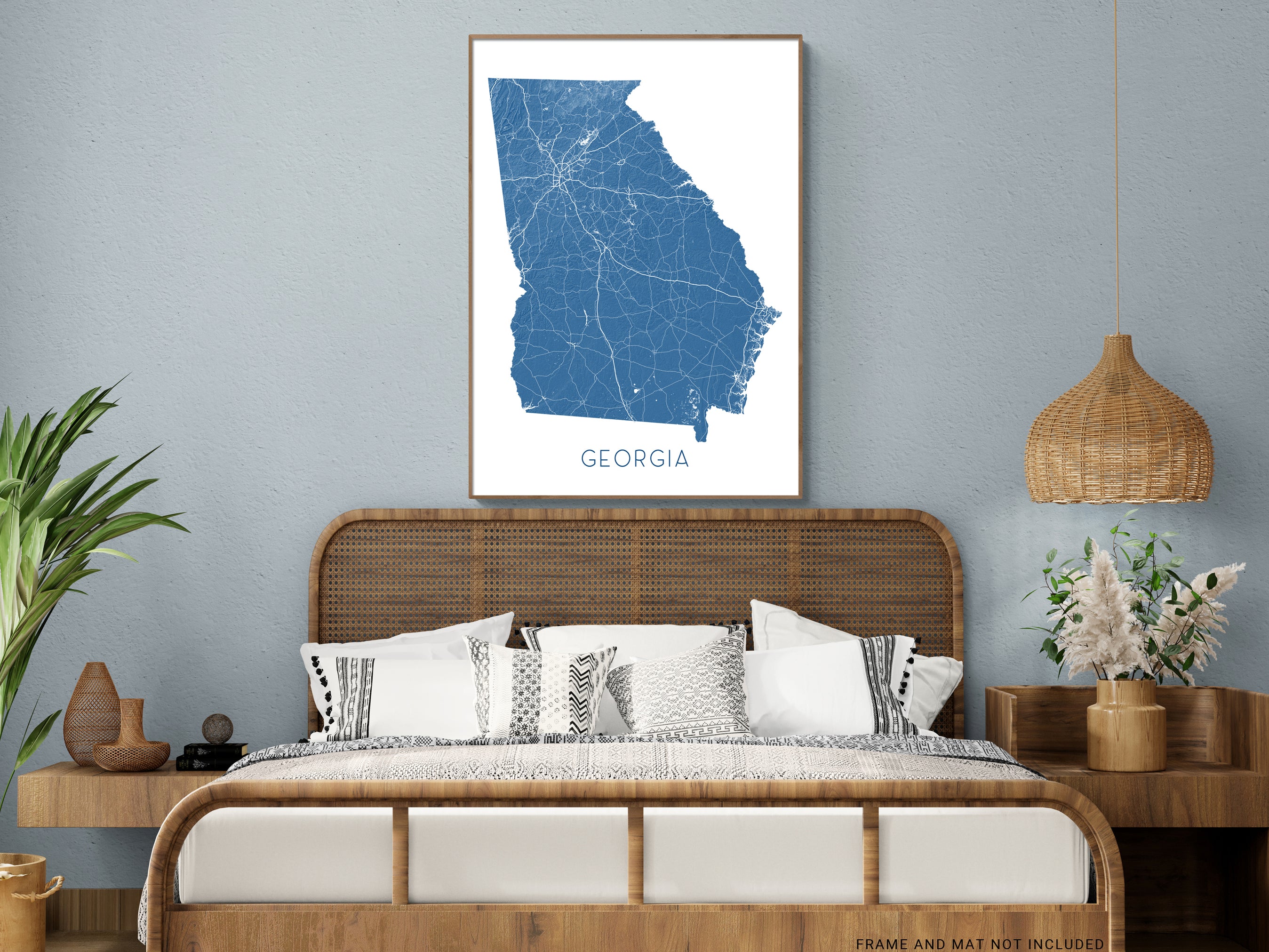 Georgia State Wall Art Map Print Poster- Topographic GA Map of Georgia ...