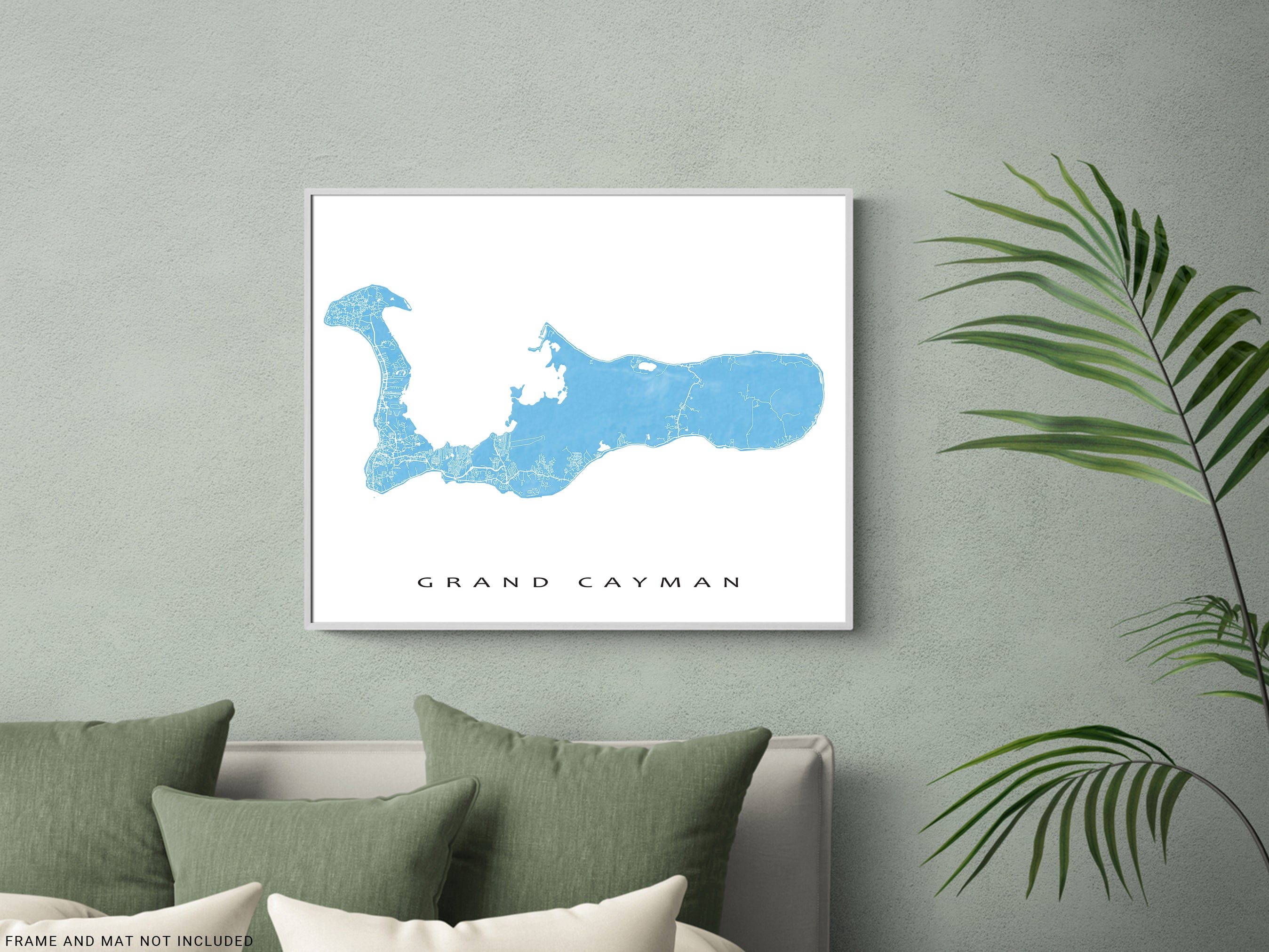 Grand Cayman Island Map Print Poster, Cayman Islands Wall Art Prints ...