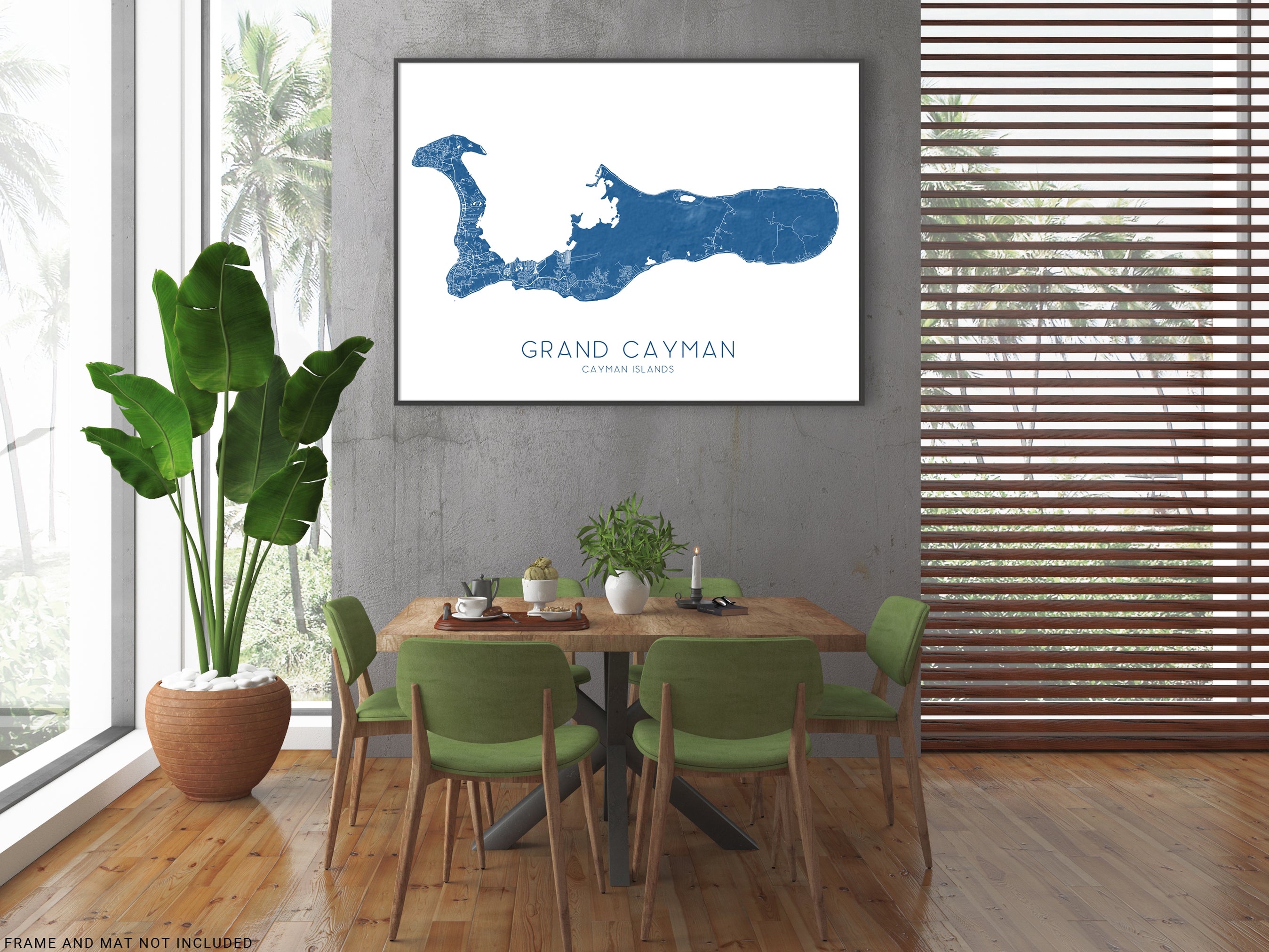 Grand Cayman Map Print - Map of Grand Cayman, Cayman Islands Wall Art ...