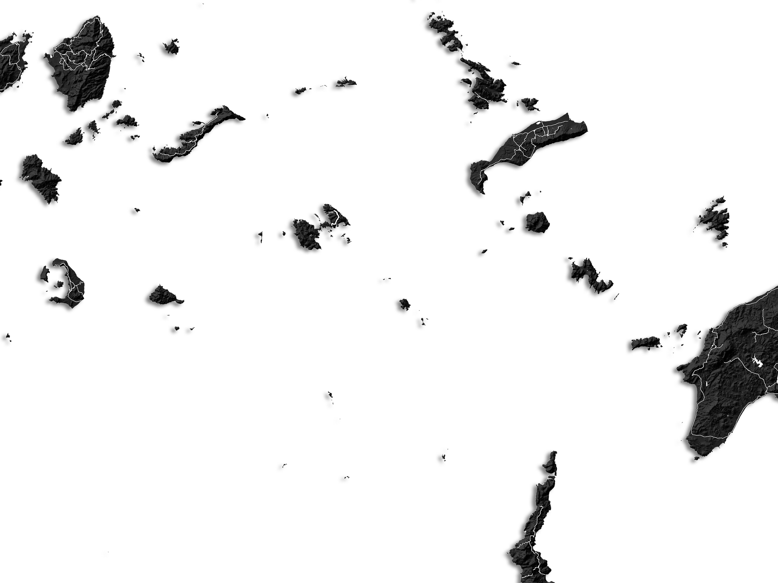 Greek Islands Map Print Poster, Black and White Topographic Greece Isl ...