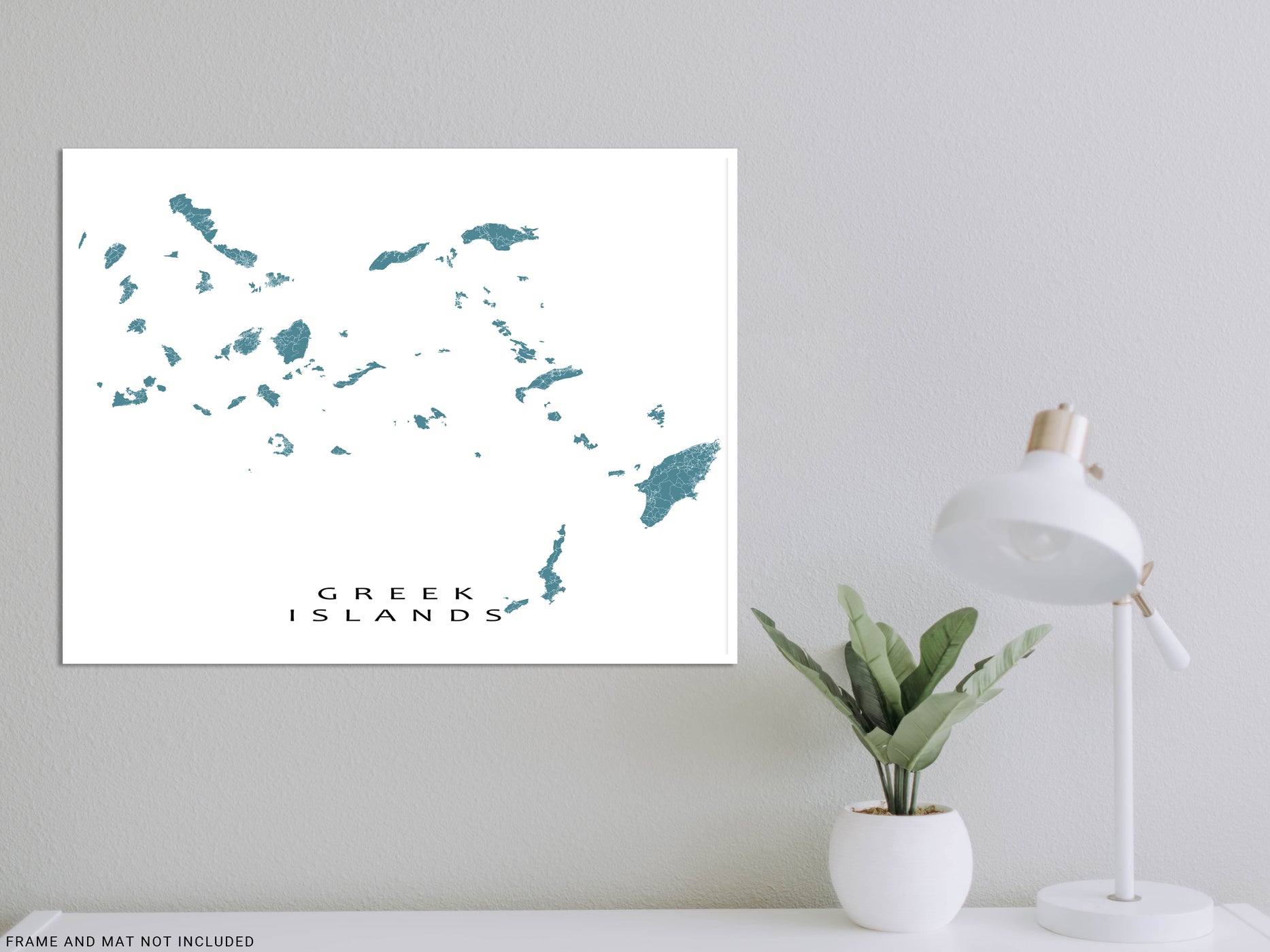 Greek Islands Map Print Poster, Greece Islands Wall Art Road Maps, San ...