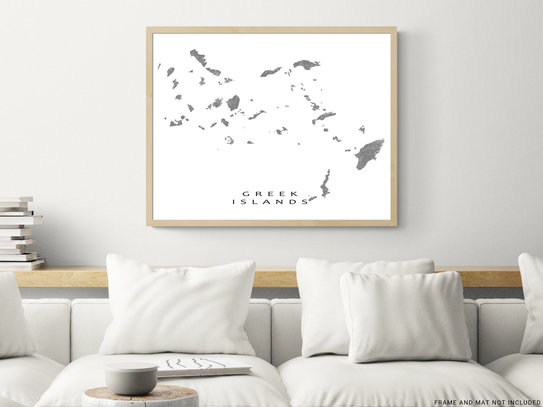 Greek Islands Map Print Poster, Greece Islands Wall Art Road Maps, San ...