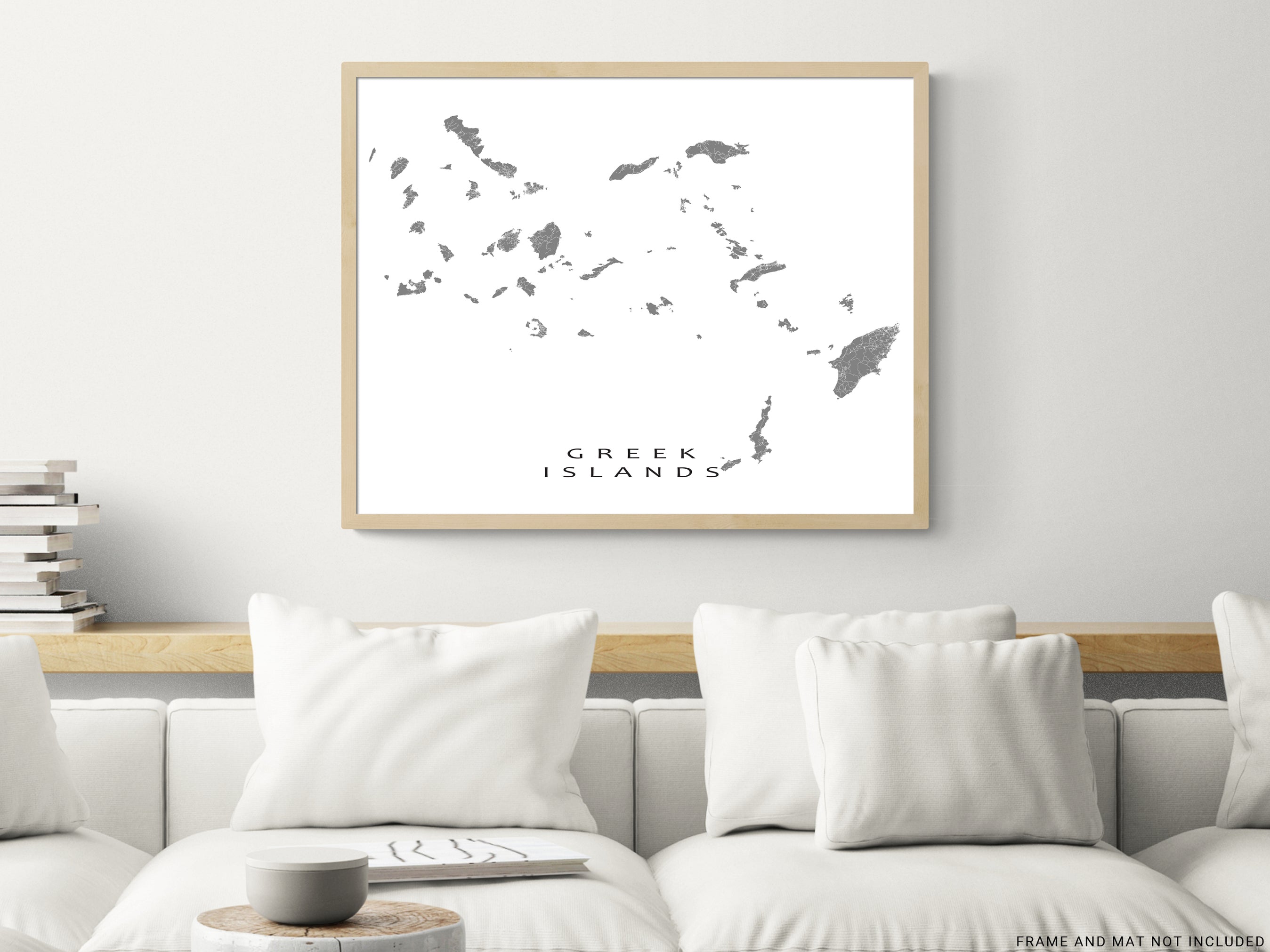 Greek Islands Map Print Poster, Greece Islands Wall Art Road Maps, San ...