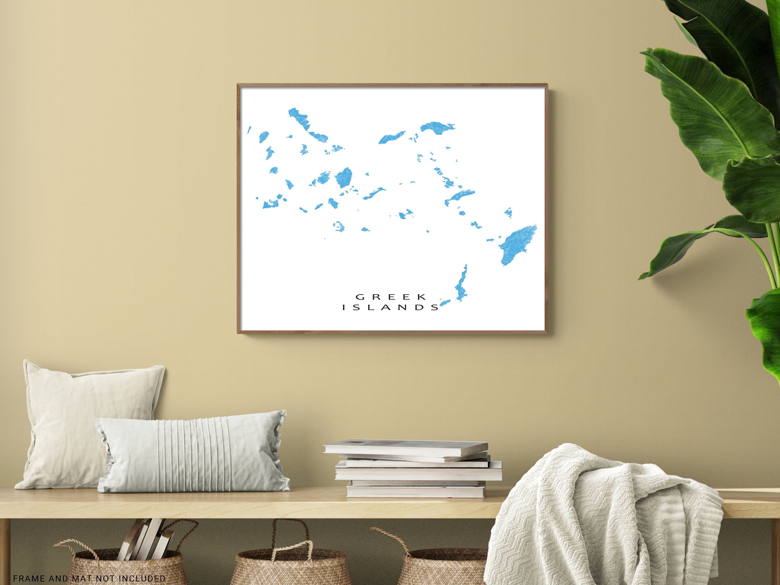 Greek Islands Map Print Poster, Greece Islands Wall Art Road Maps, San ...