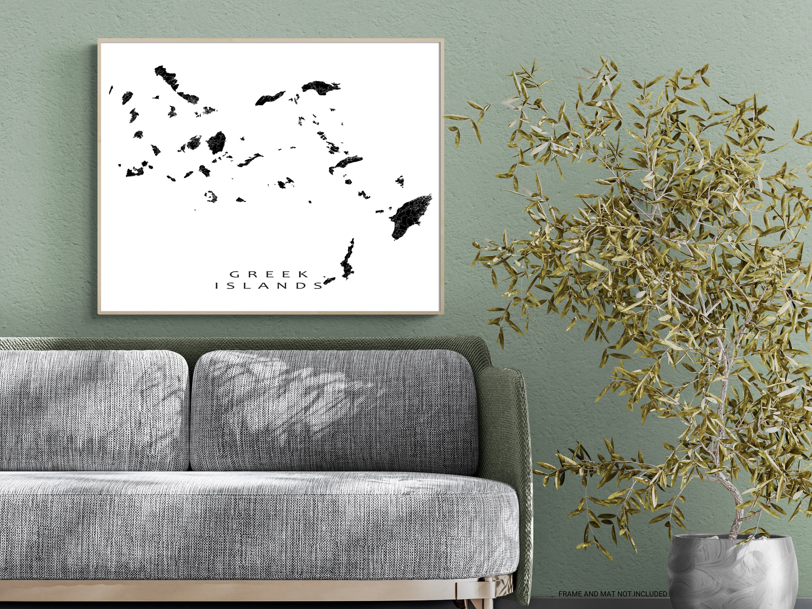 Greek Islands Map Print Poster, Greece Islands Wall Art Road Maps, San ...