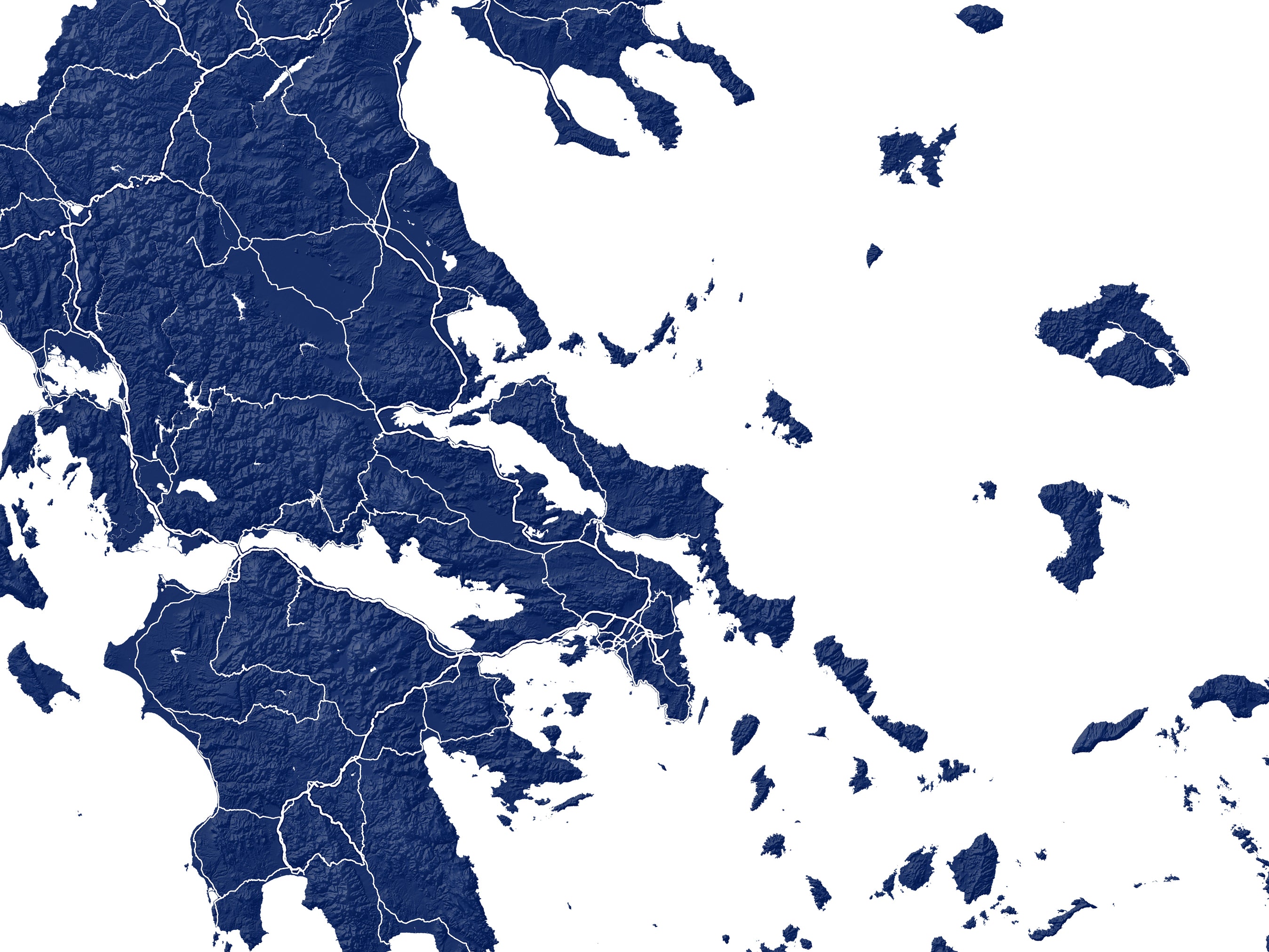 Greece Map Print Poster - Country Map of Greece Wall Art Road Maps, Gr ...