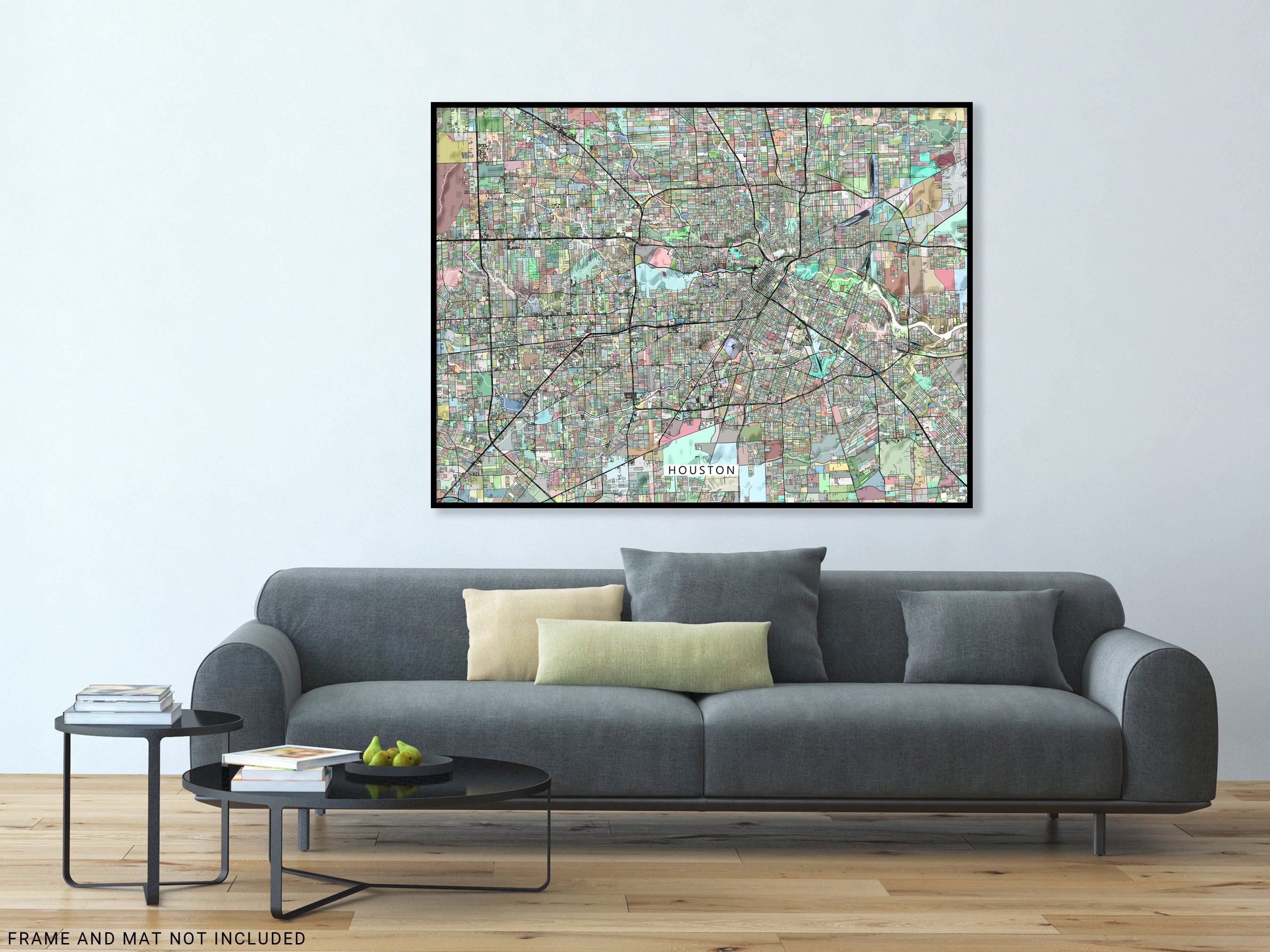 Houston Texas Multicolor Geometric Map Wall Art City Map Print Poster ...