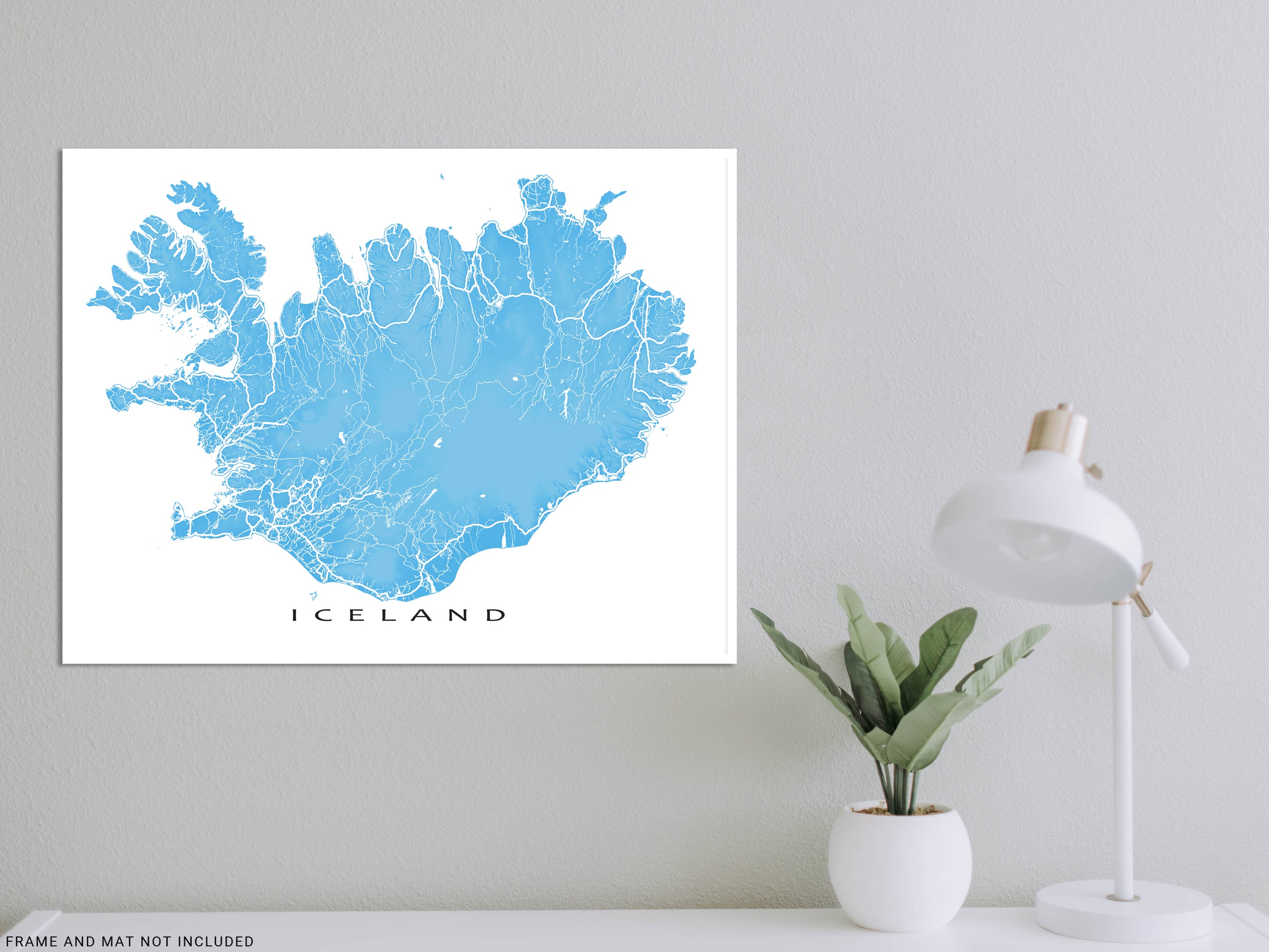 Iceland Map Wall Art Print, Topographic Landscape Iceland Poster Road ...