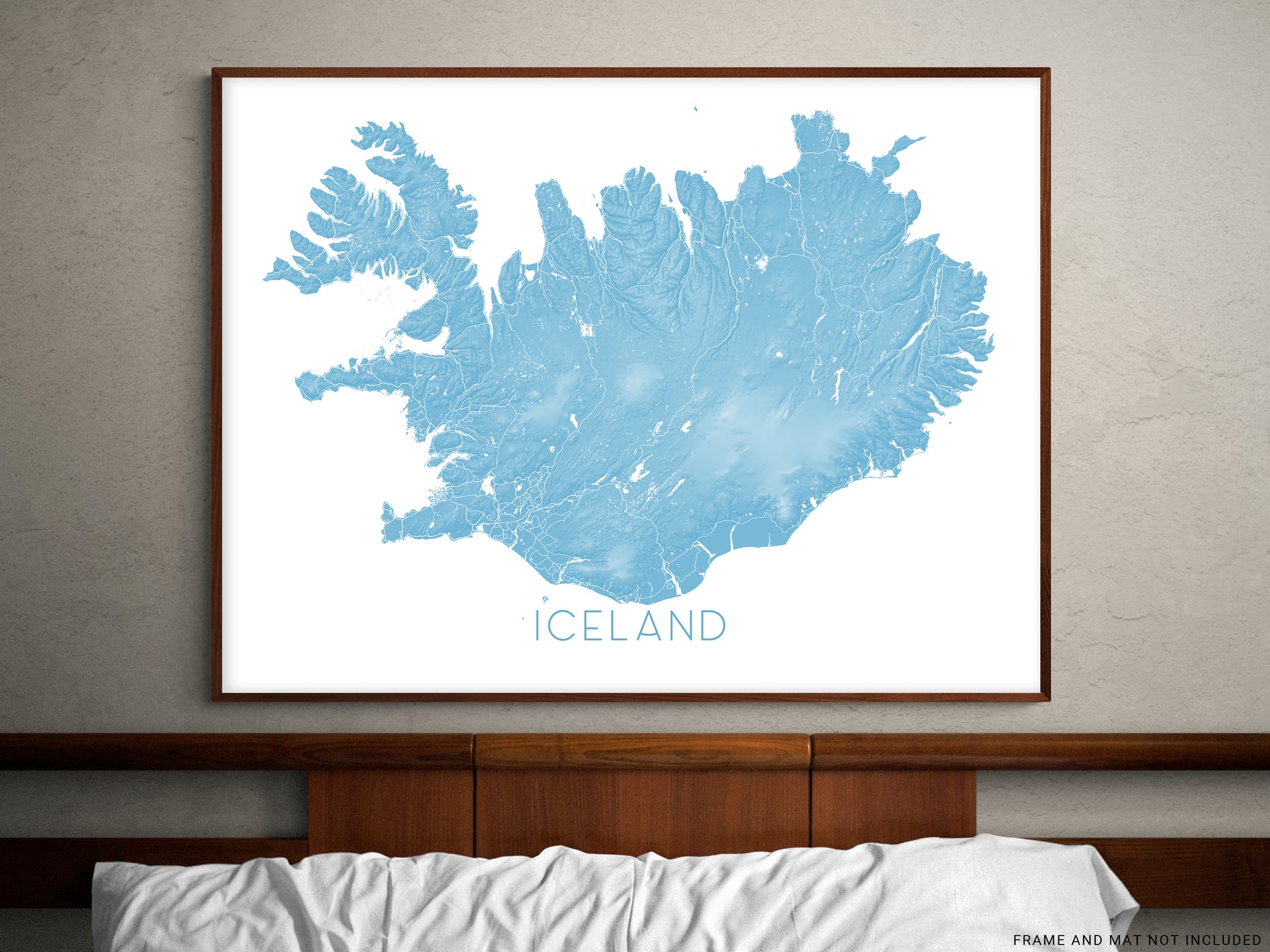 Iceland Map Print - Topographic Map of Iceland Wall Art Poster, Reykja ...