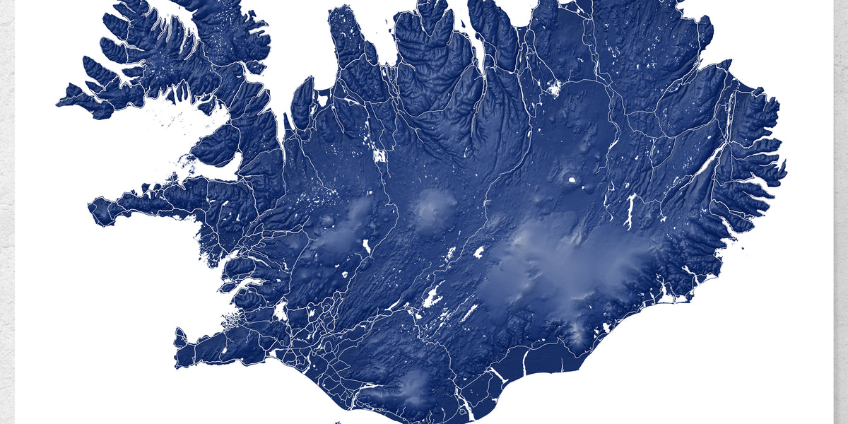 Iceland Map Print - Topographic Map of Iceland Wall Art Poster, Reykja ...