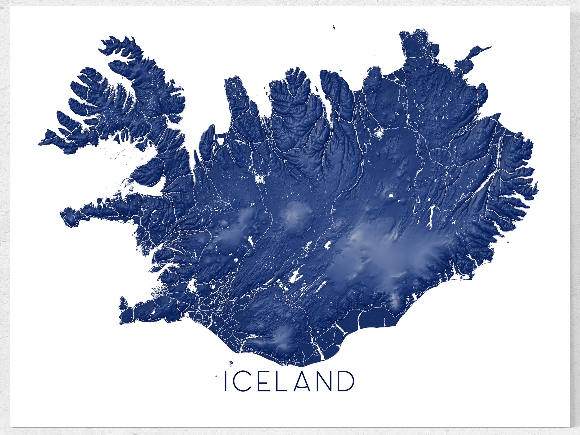 Iceland Map Print - Topographic Map of Iceland Wall Art Poster, Reykja ...