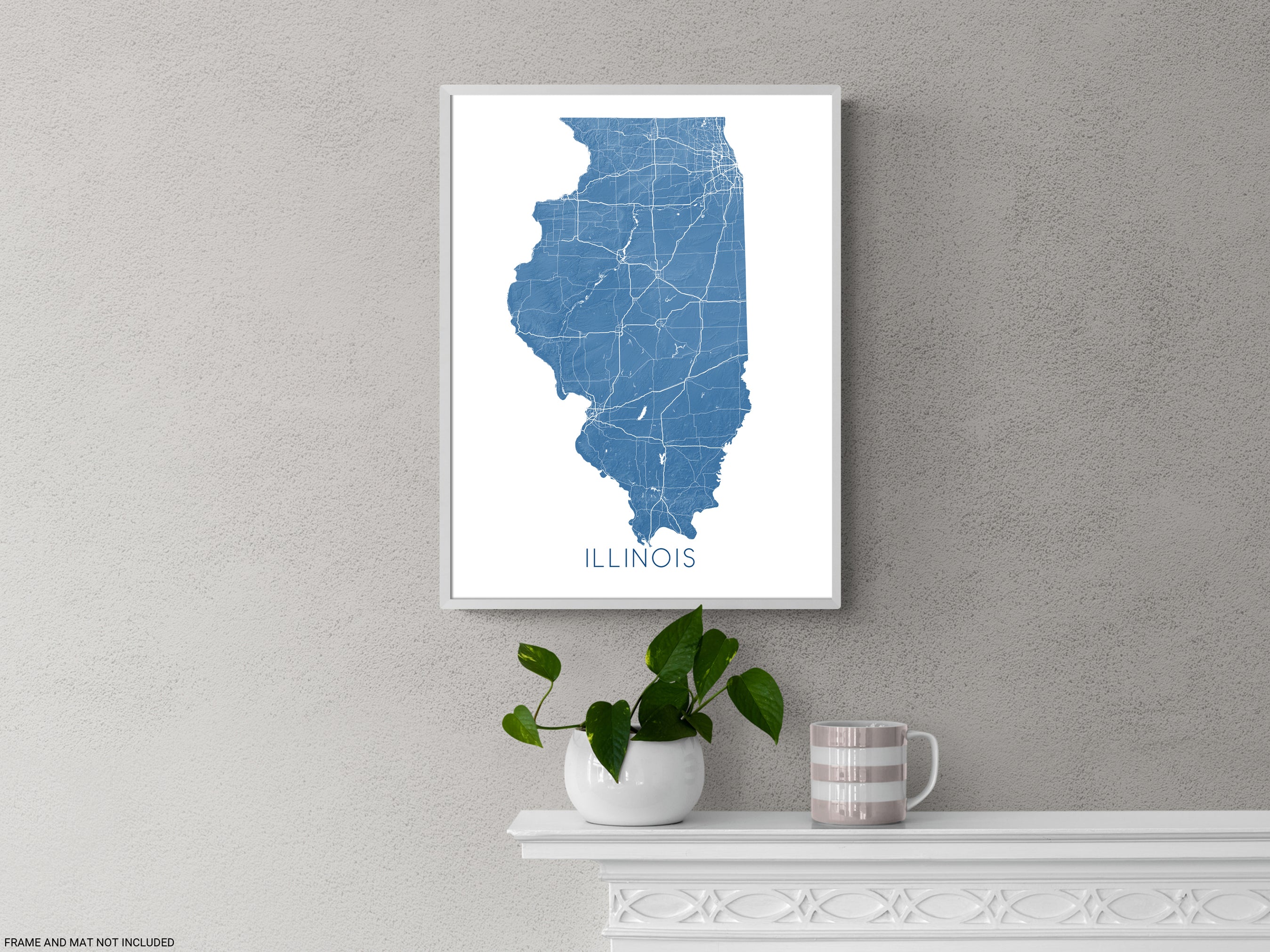 Illinois State Map Print Poster - Topographic Map of Illinois State Wa ...