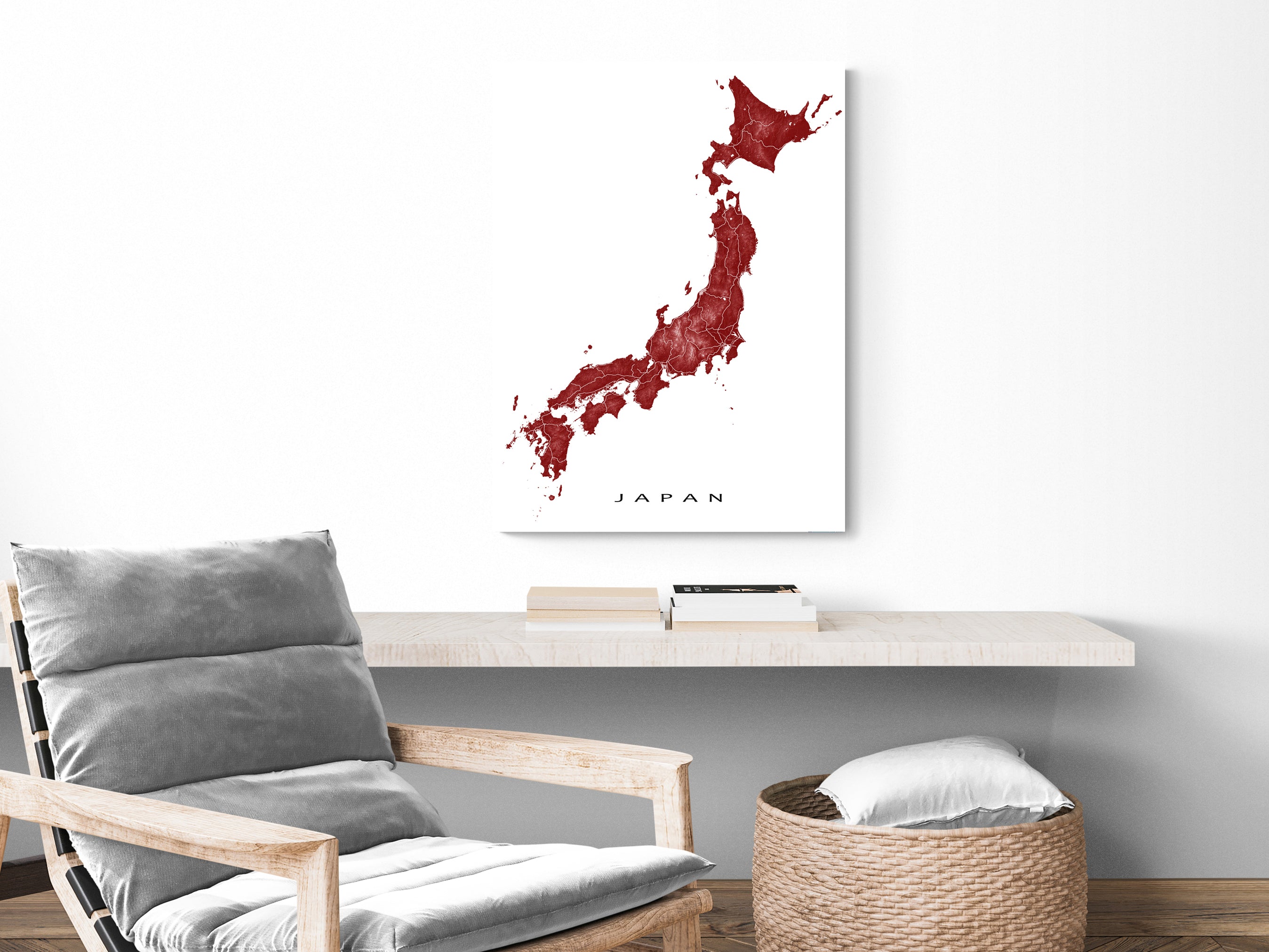 Japan Map Print, Topographic Terrain Japan Wall Art Poster Country Roa ...