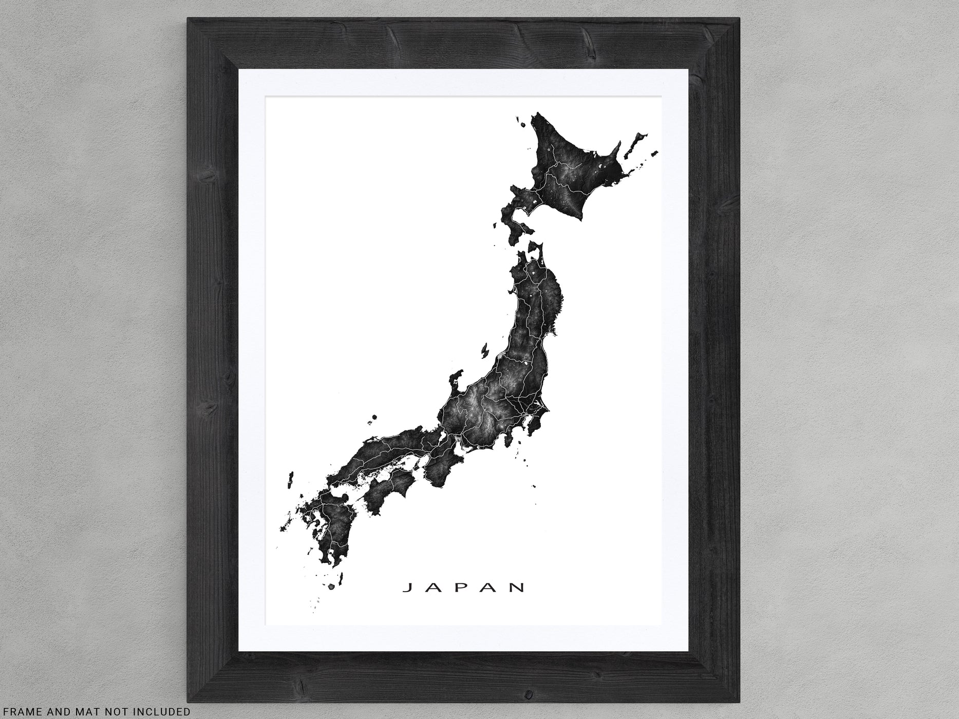 Japan Map Print, Topographic Terrain Japan Wall Art Poster Country Roa ...