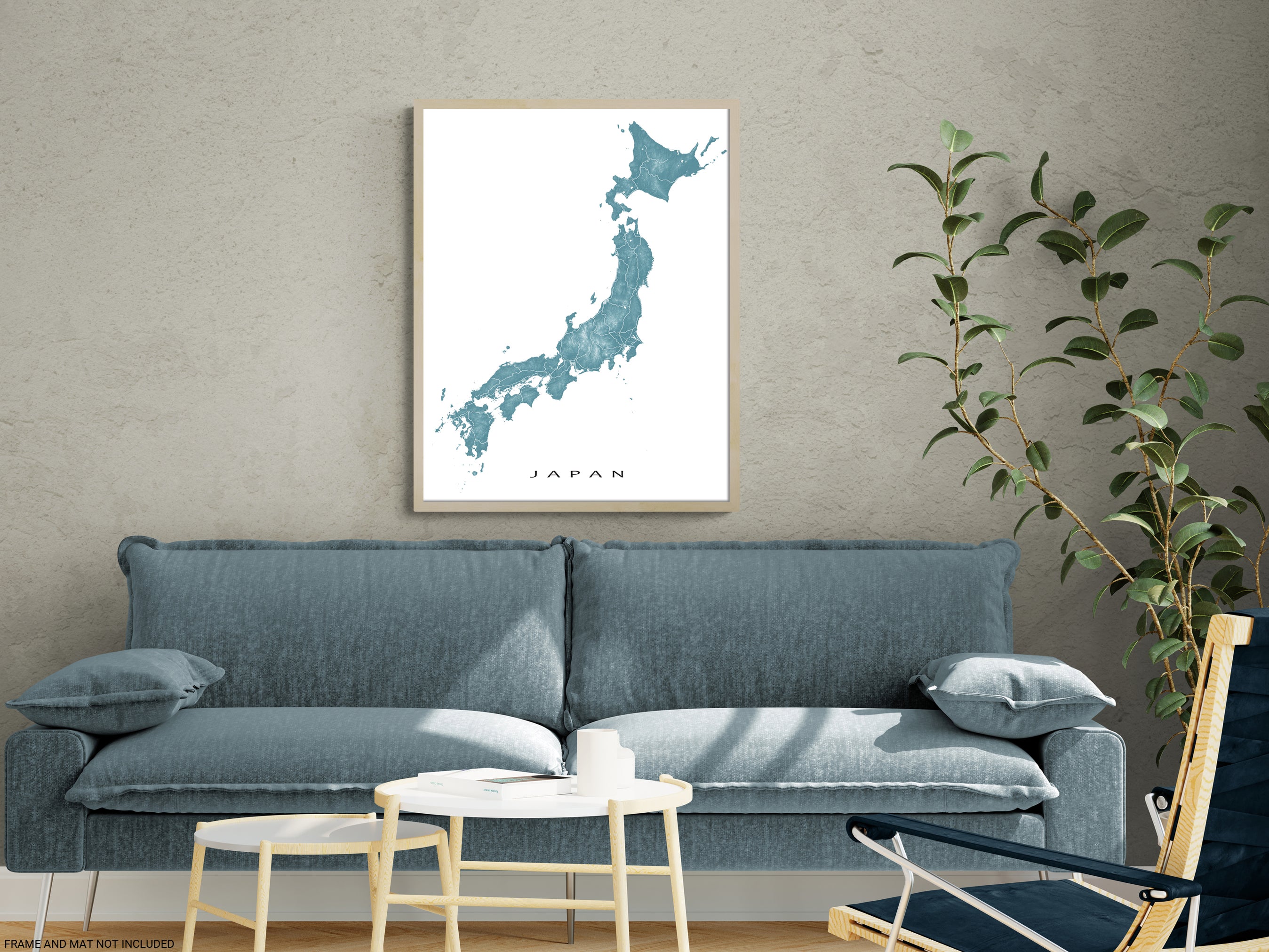 Japan Map Print, Topographic Terrain Japan Wall Art Poster Country Roa ...