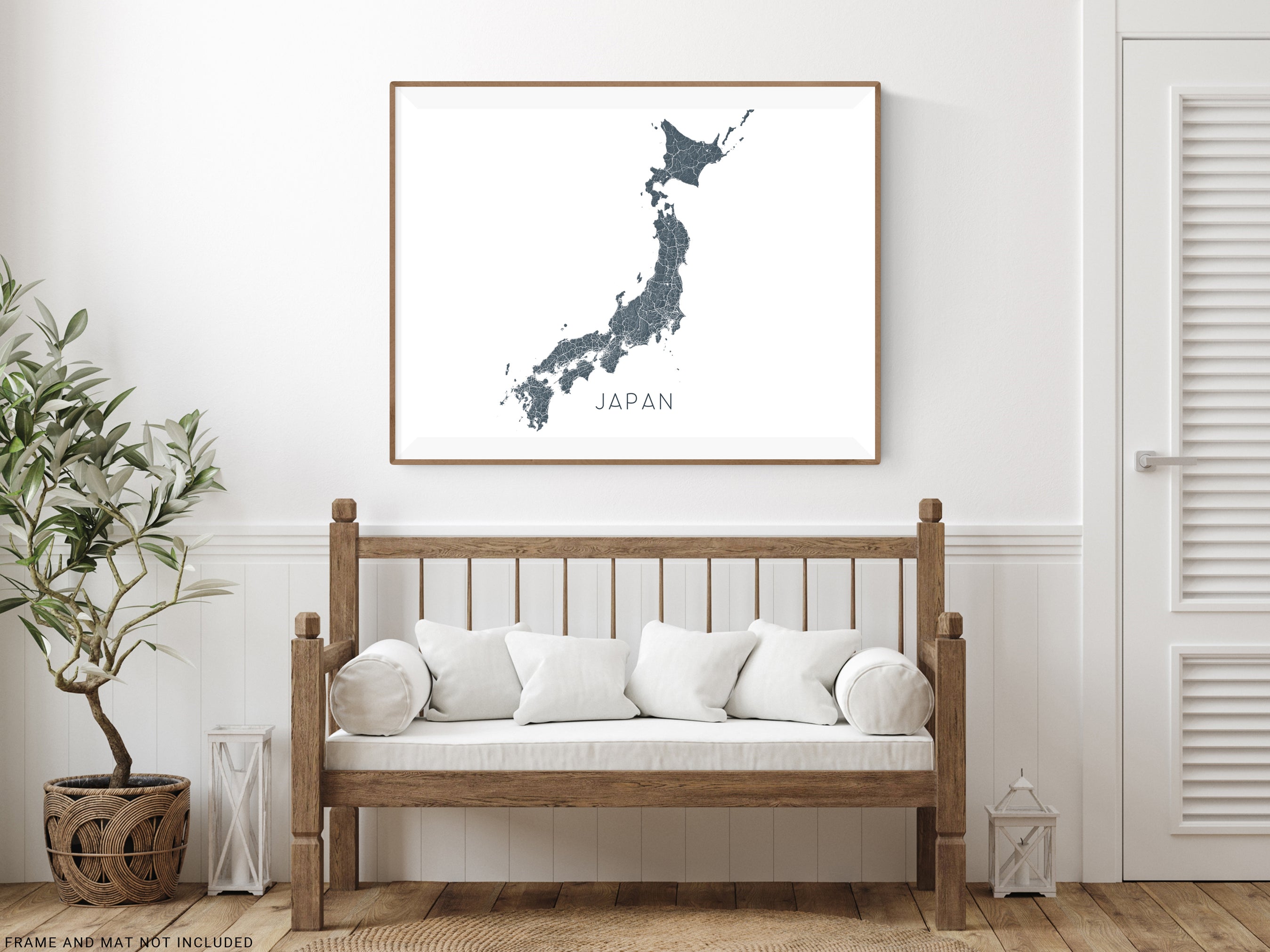Japan Map Print Poster - Topographic Map of Japan Islands Wall Art Roa ...