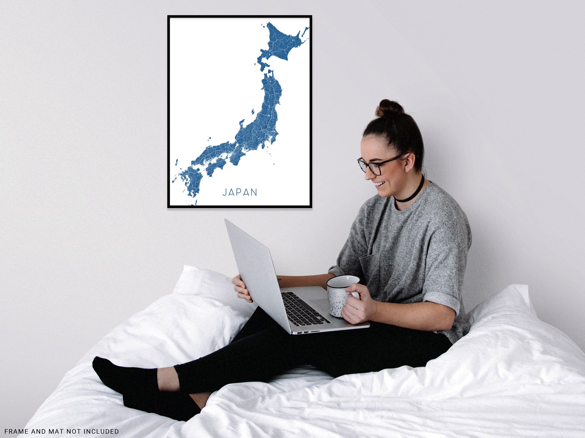 Japan Map Print Poster - Topographic Map of Japan Islands Wall Art Roa ...