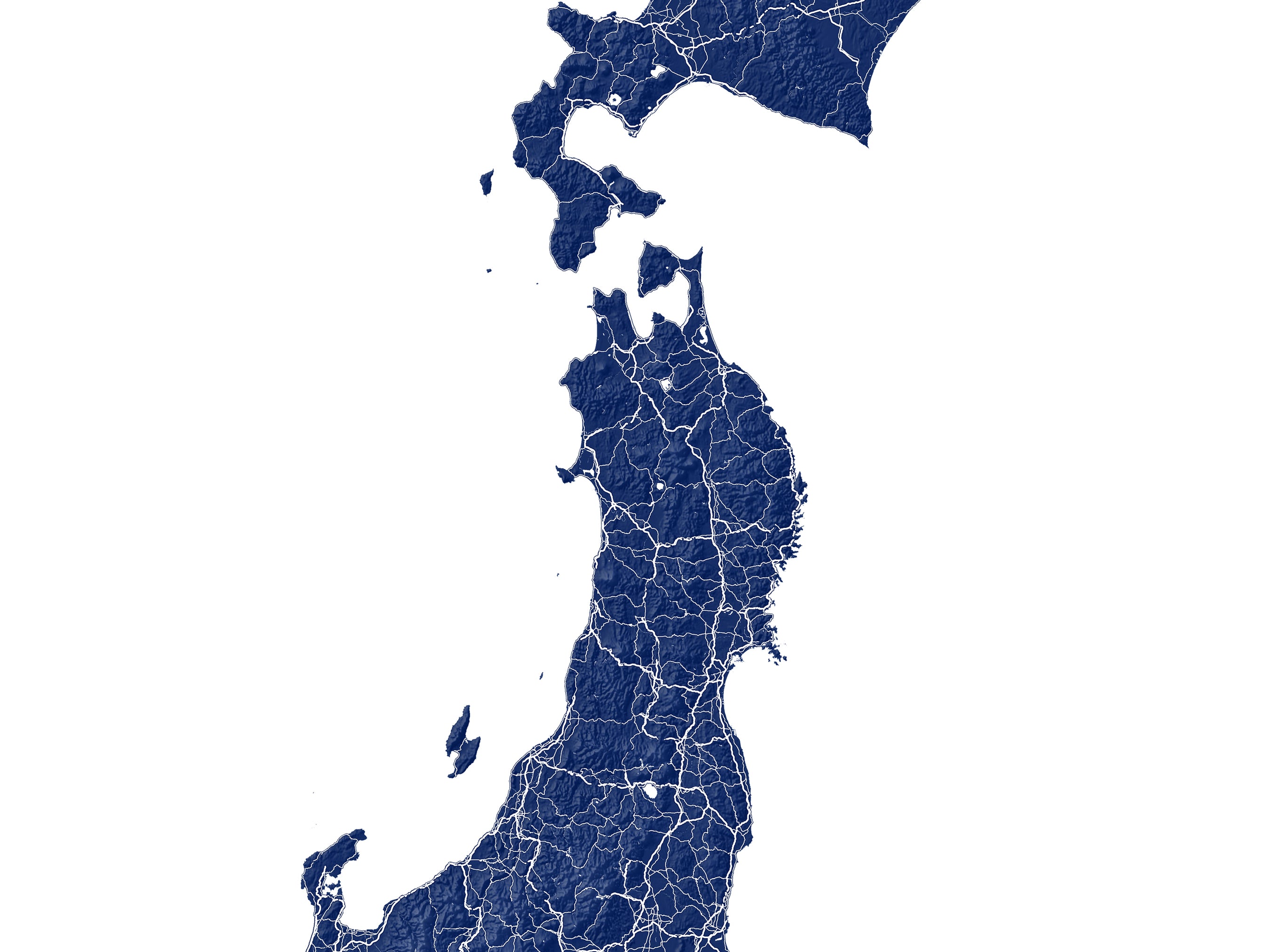 Japan Map Print Poster - Topographic Map of Japan Islands Wall Art Roa ...