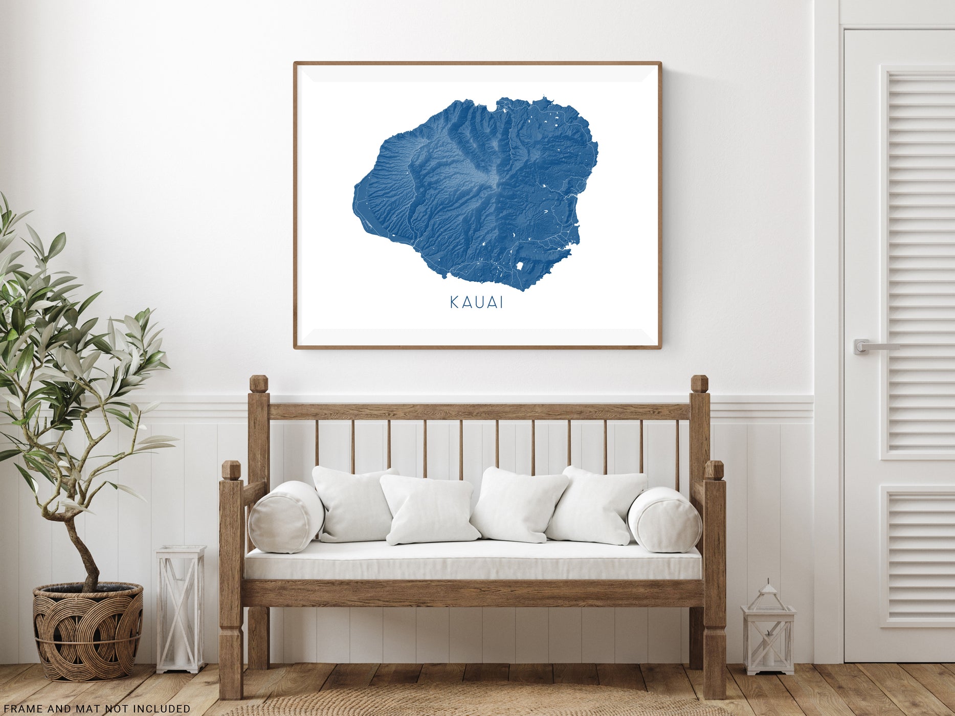 Kauai Hawaii Island Map Print Poster- Topographic Map of Kauai Hawaiia ...