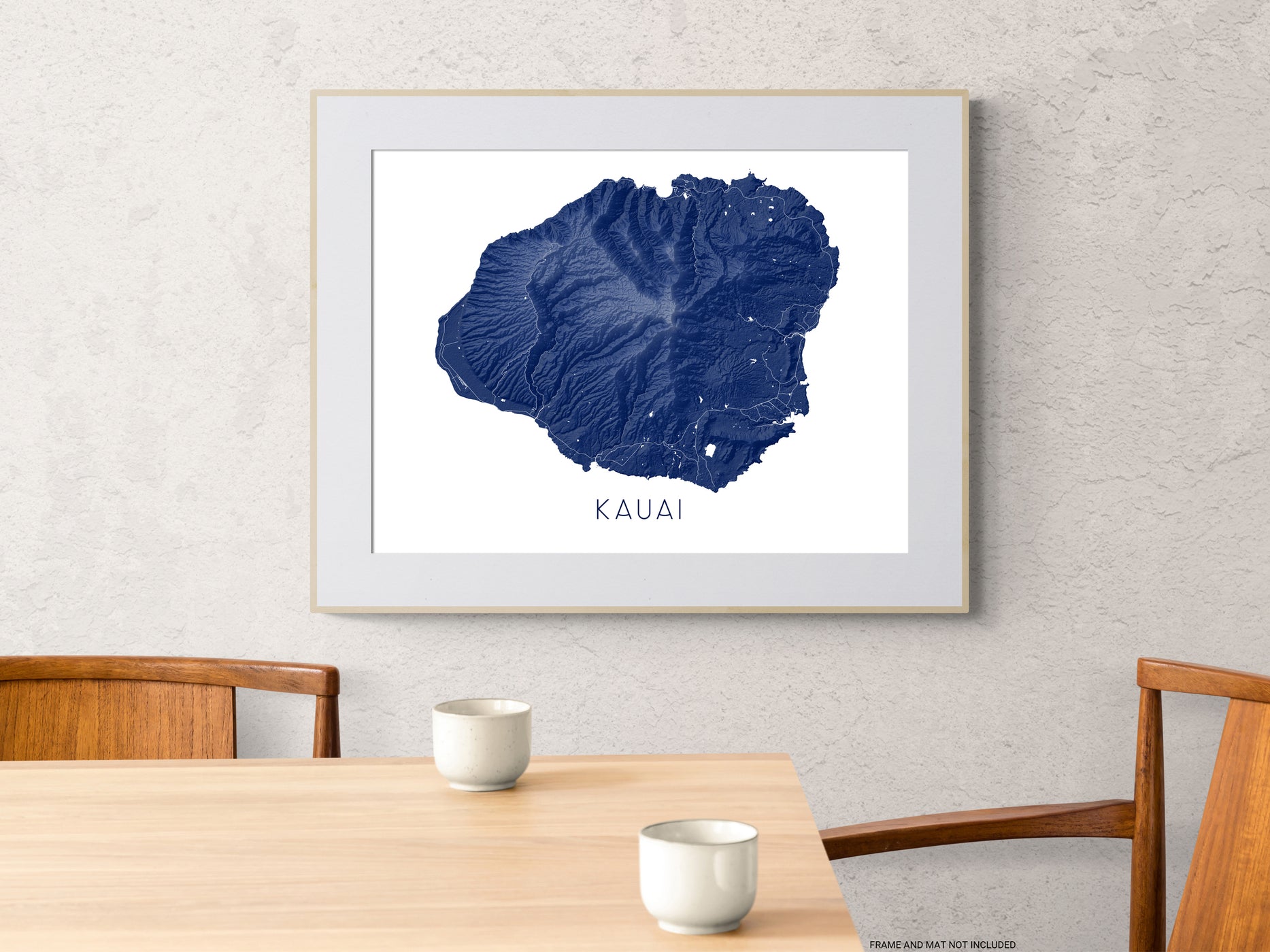 Kauai Hawaii Island Map Print Poster- Topographic Map of Kauai Hawaiia ...