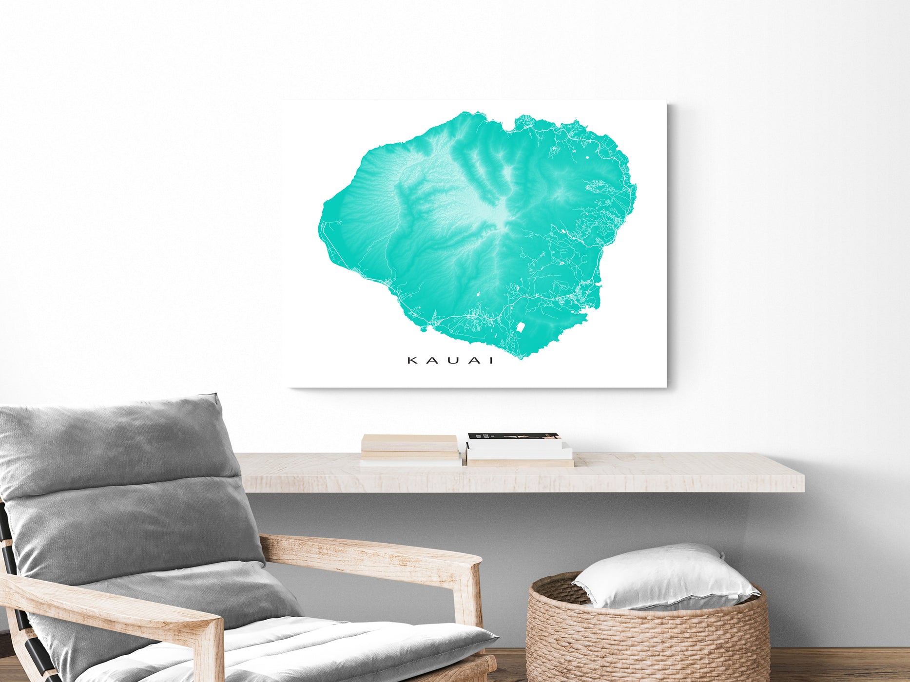 Kauai Map Print Poster, Kauai Hawaii Island Wall Art Prints, Hawaiian ...