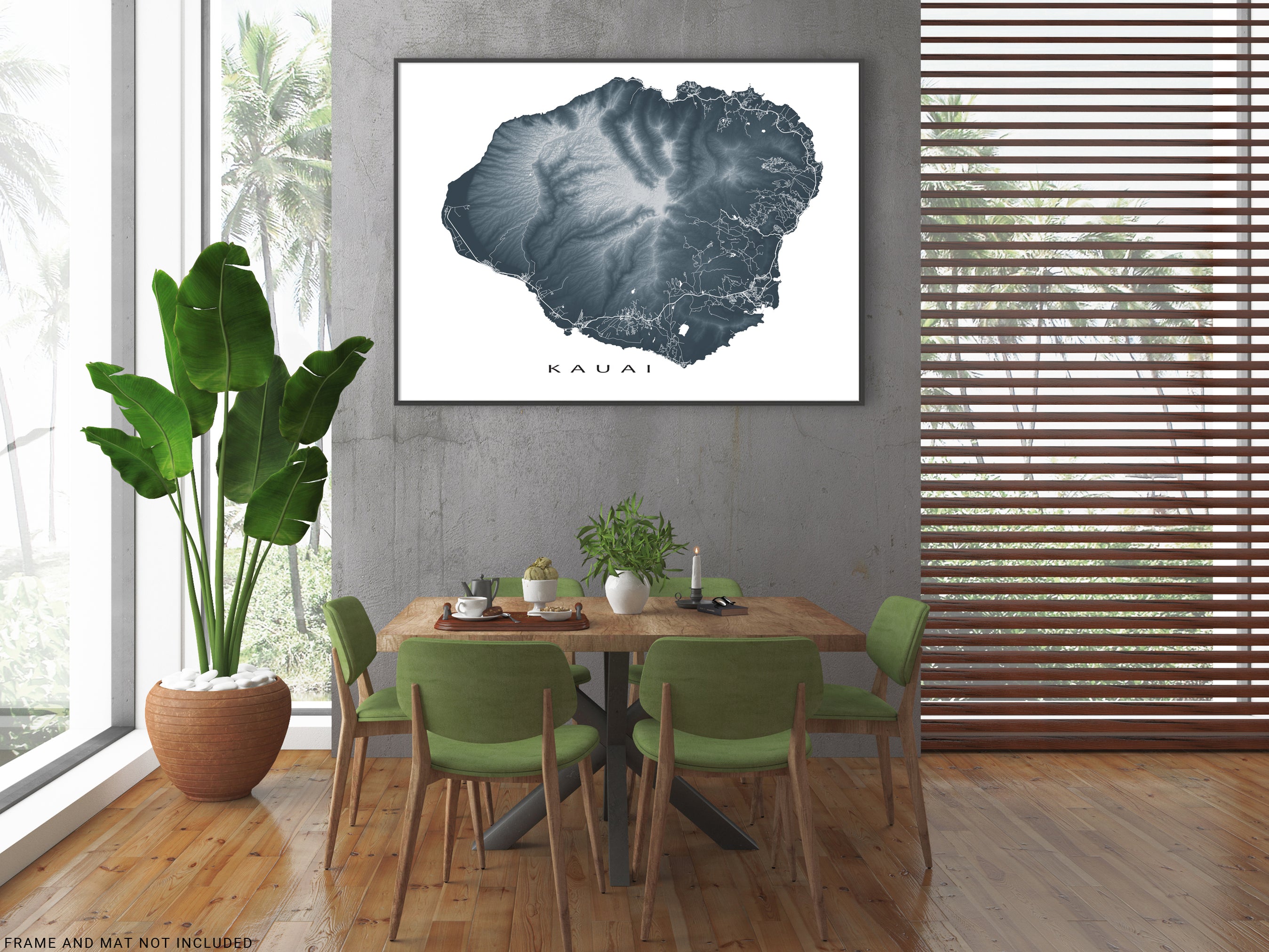 Kauai Map Print Poster, Kauai Hawaii Island Wall Art Prints, Hawaiian ...