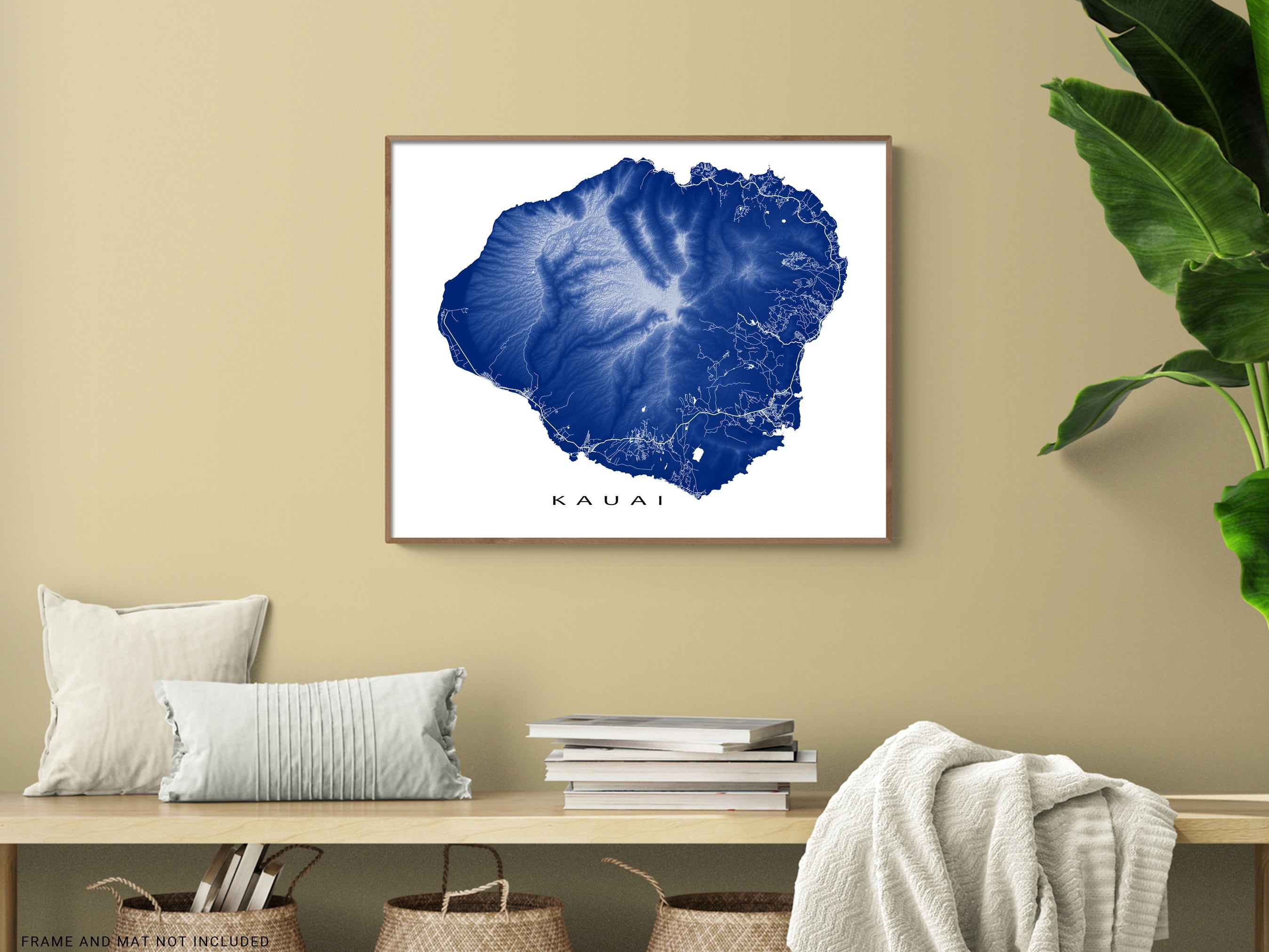 Kauai Map Print Poster, Kauai Hawaii Island Wall Art Prints, Hawaiian ...