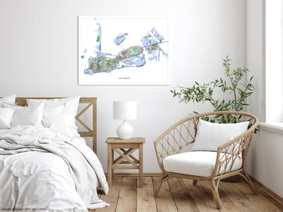 Key West Florida Keys Map Wall Art Print Poster with Multicolor Colorf ...