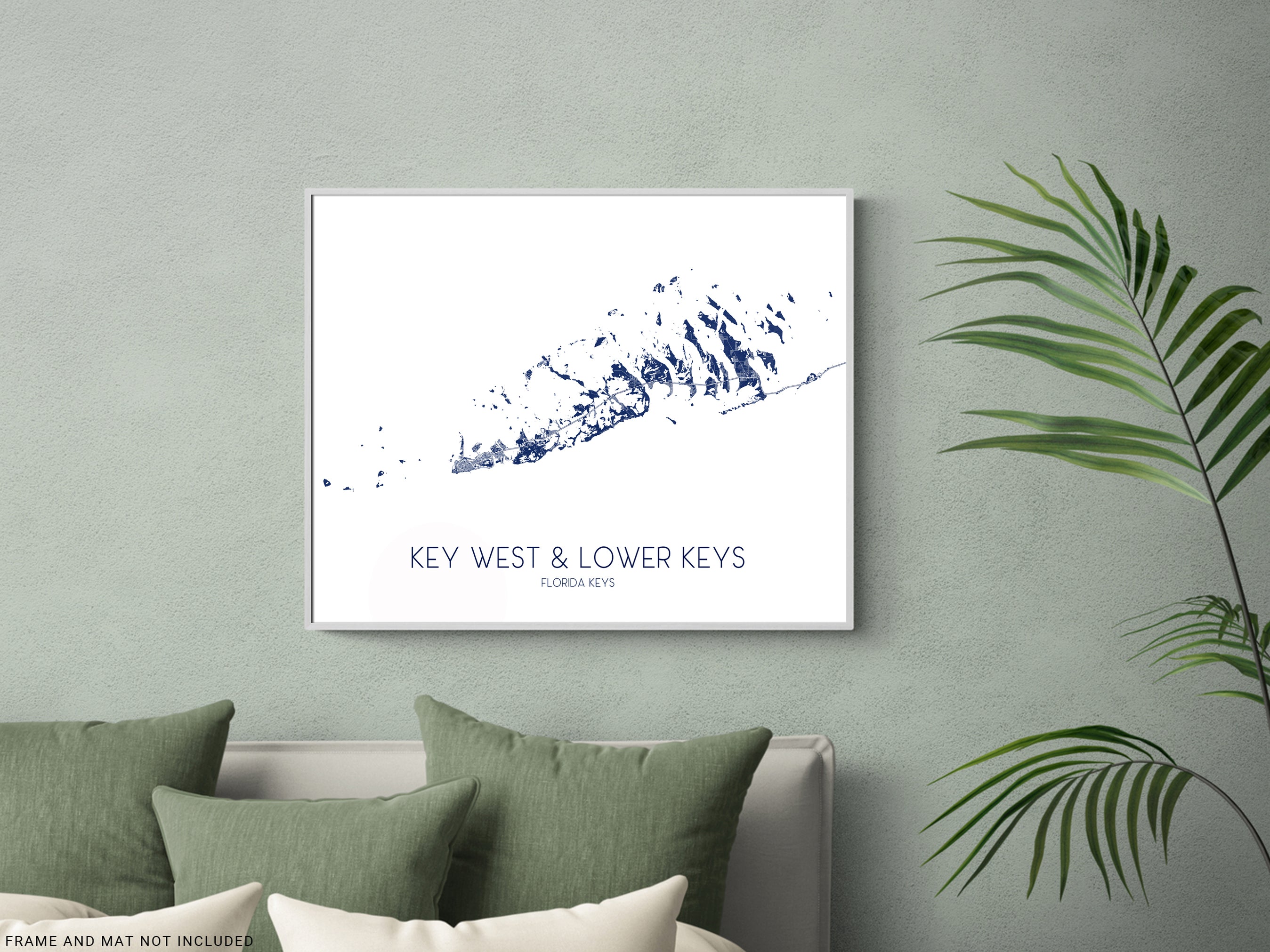 Key West Map Print, Lower Florida Keys Topographic Wall Art Poster, Ke ...