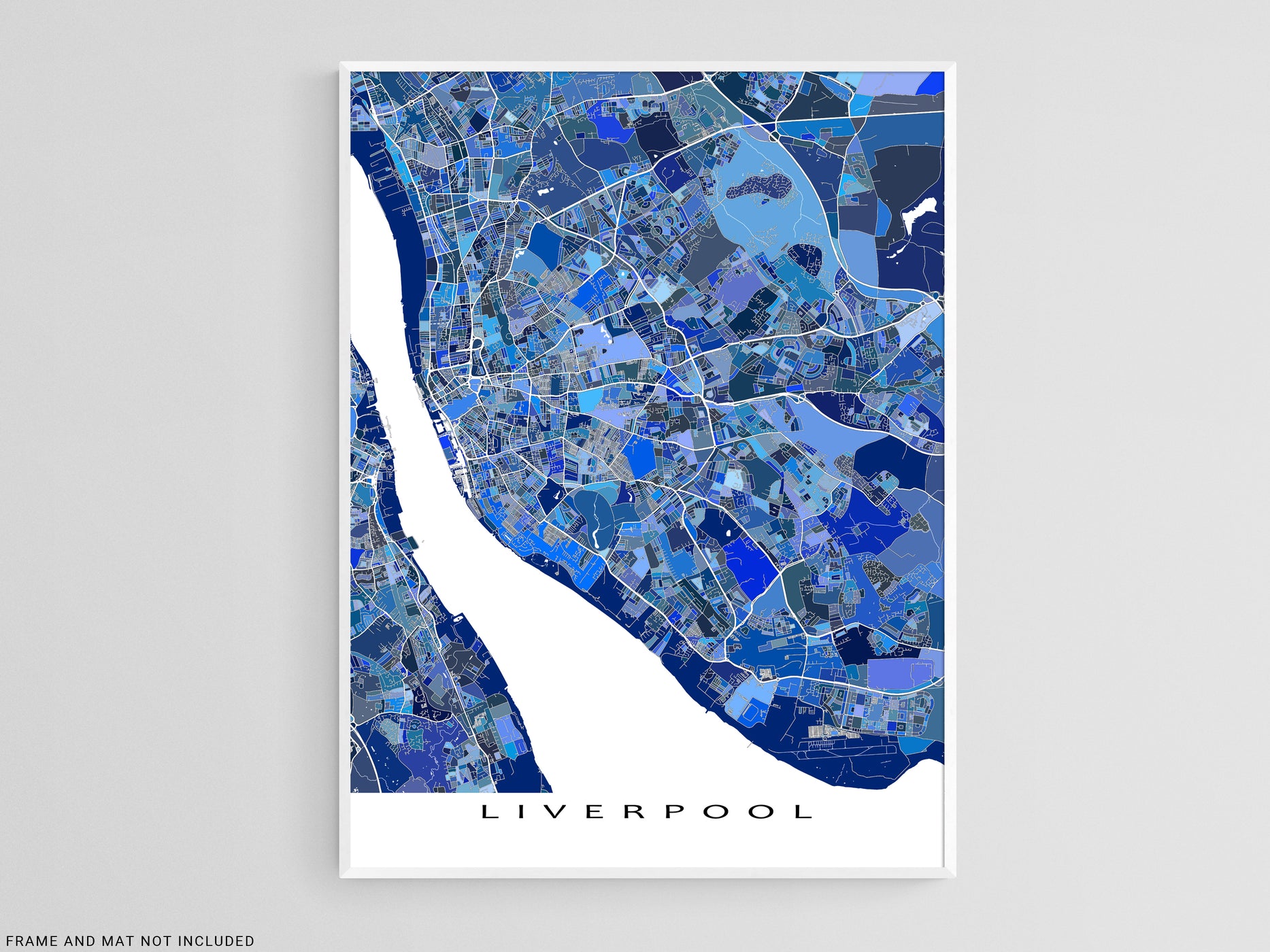 Liverpool England UK City Street Map Wall Art Print Poster with Blue G ...