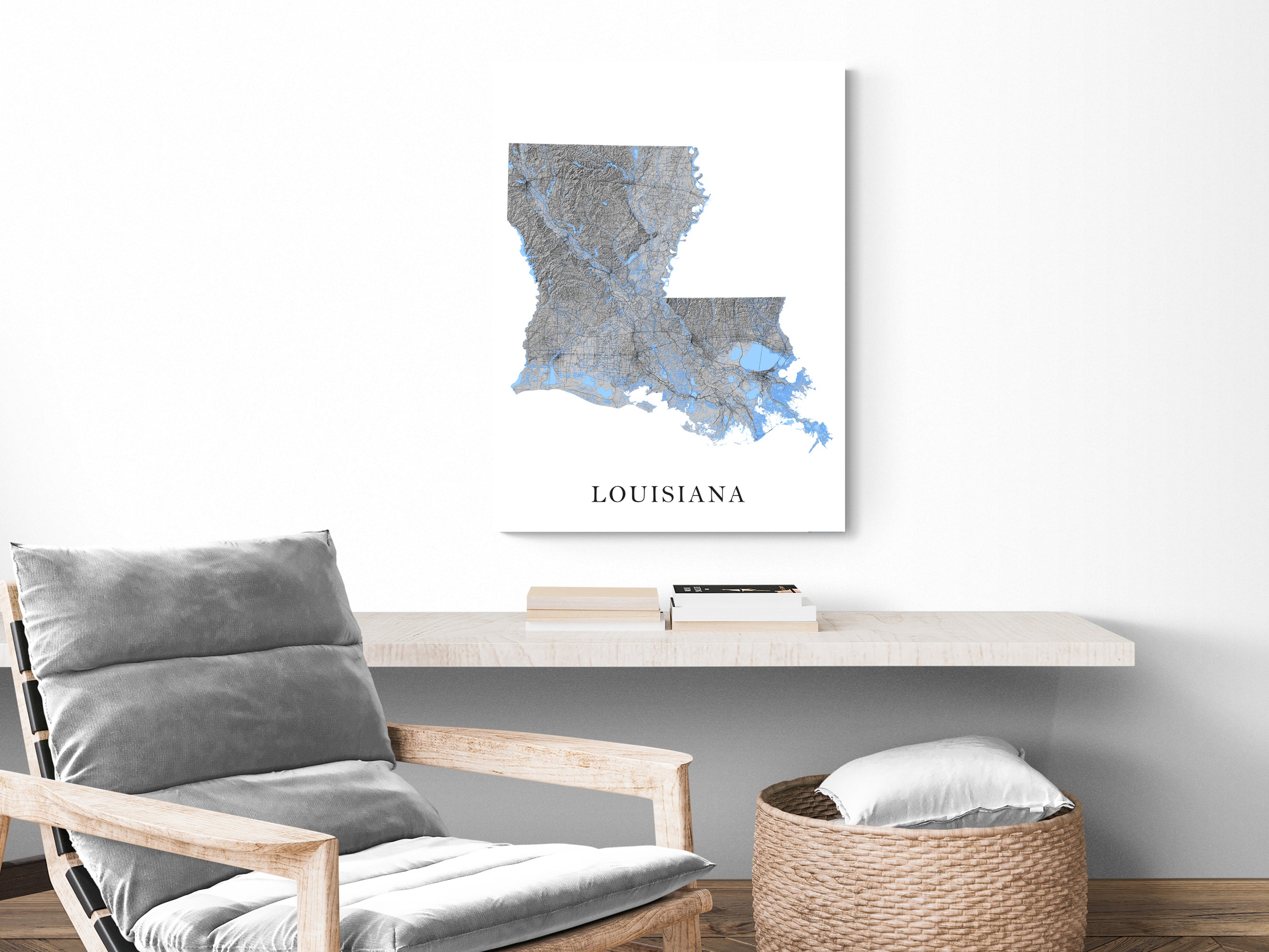 Louisiana Map Print Poster - Black and White Louisiana Wall Art Prints ...