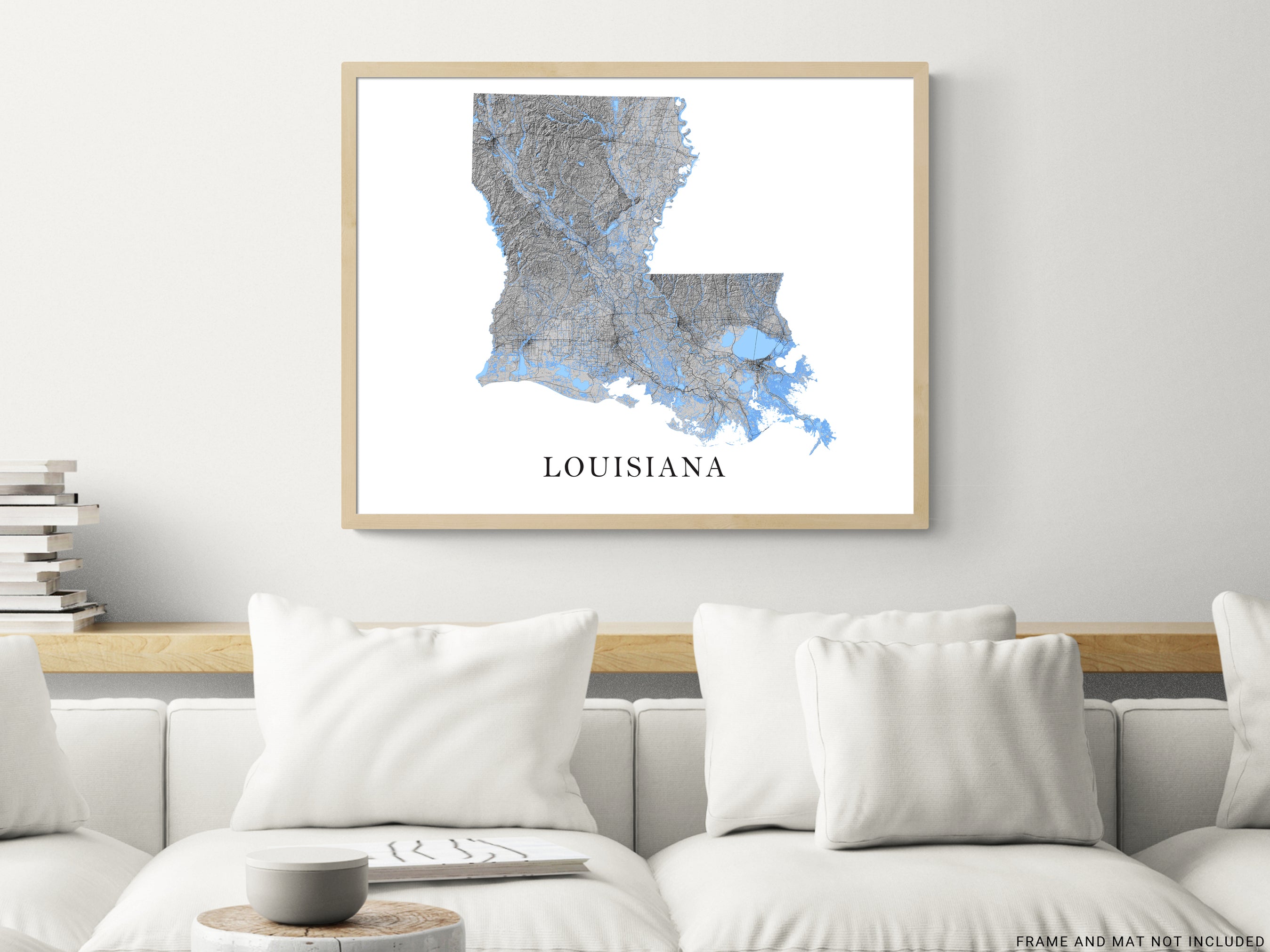 Louisiana Map Print Poster - Black and White Louisiana Wall Art Prints ...