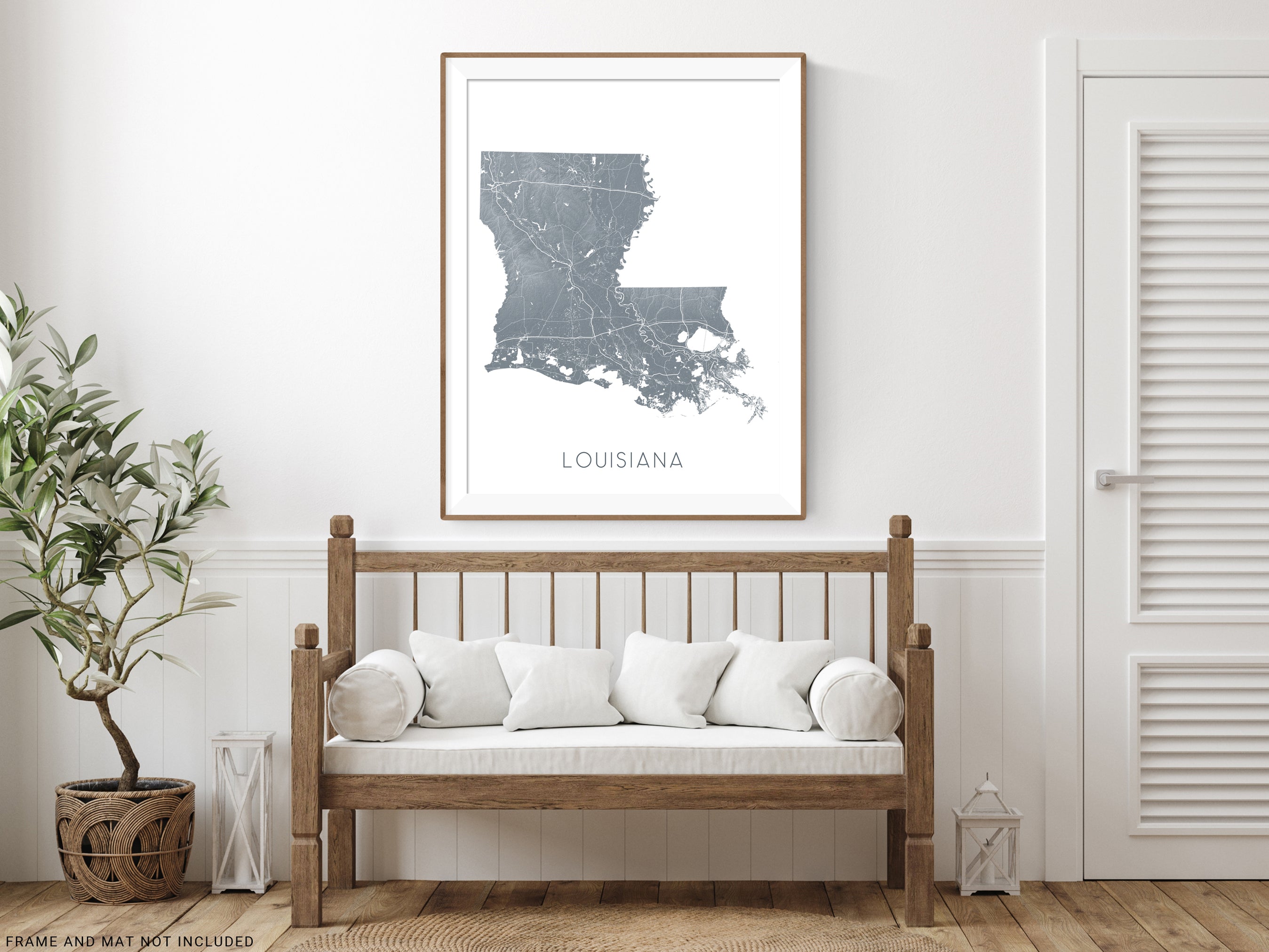 Louisiana Map Print Poster - Topographic State Map of Louisiana Wall A ...