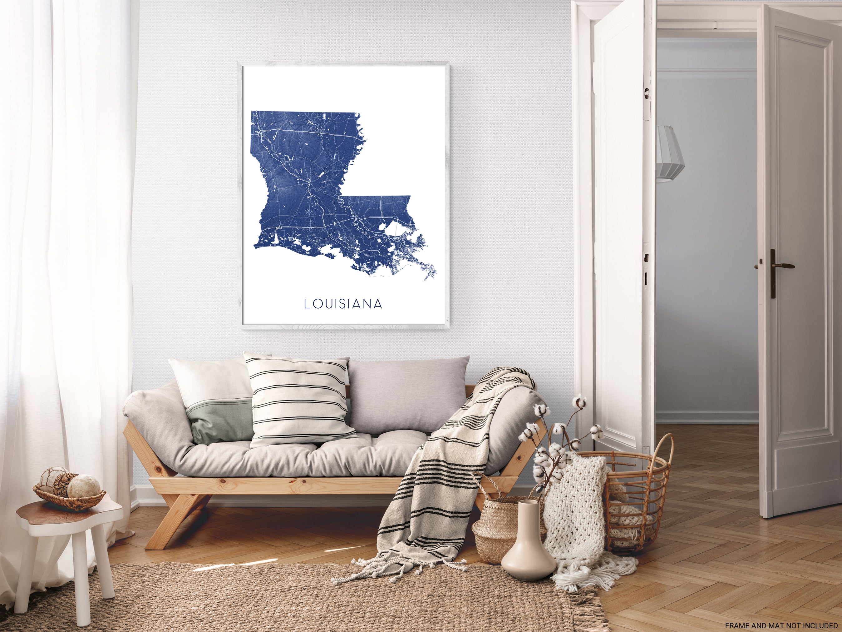 Louisiana Map Print Poster - Topographic State Map of Louisiana Wall A ...