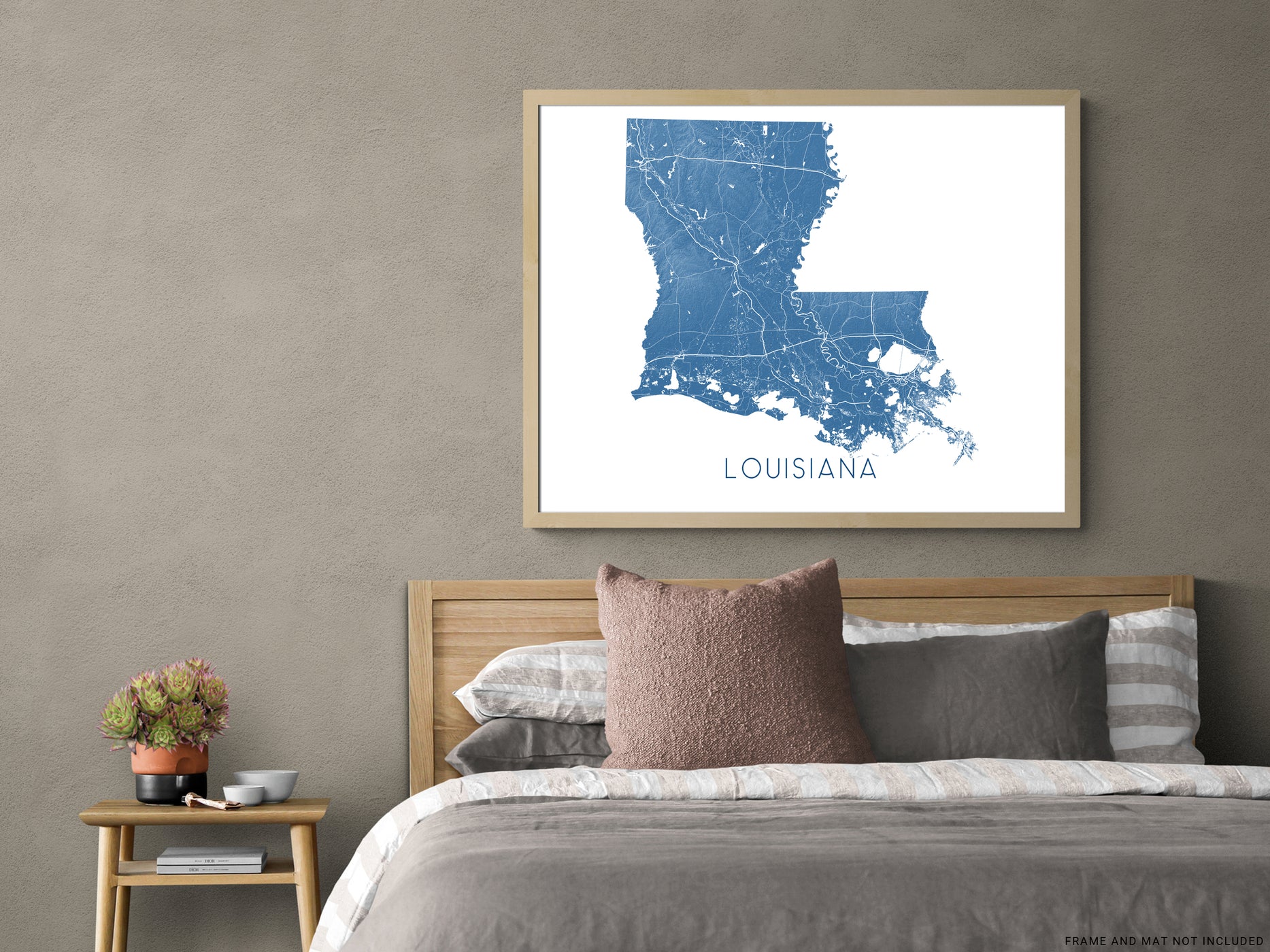 Louisiana Map Print Poster - Topographic State Map of Louisiana Wall A ...