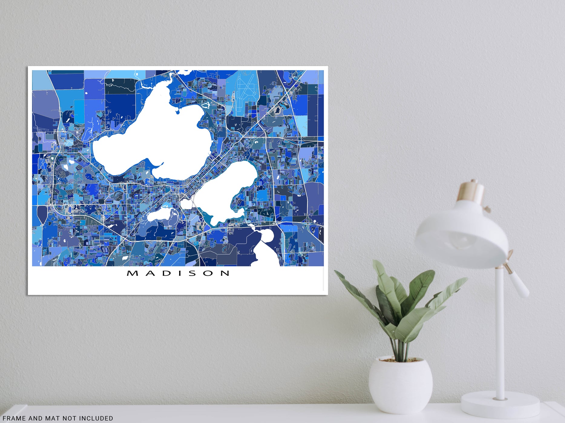 Madison City Street Map Wall Art Print Poster, Blue Geometric Madison ...