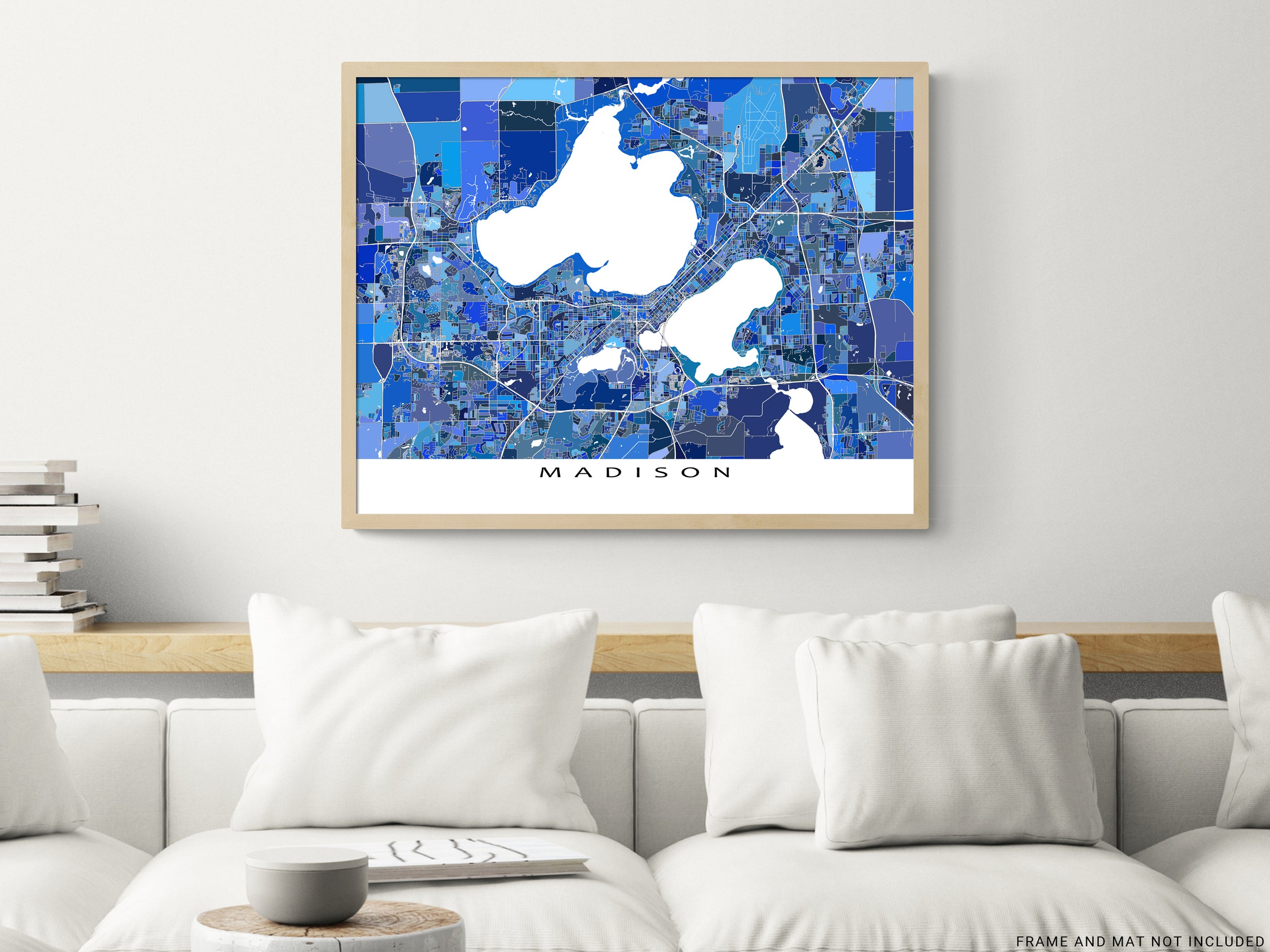 Madison City Street Map Wall Art Print Poster, Blue Geometric Madison ...