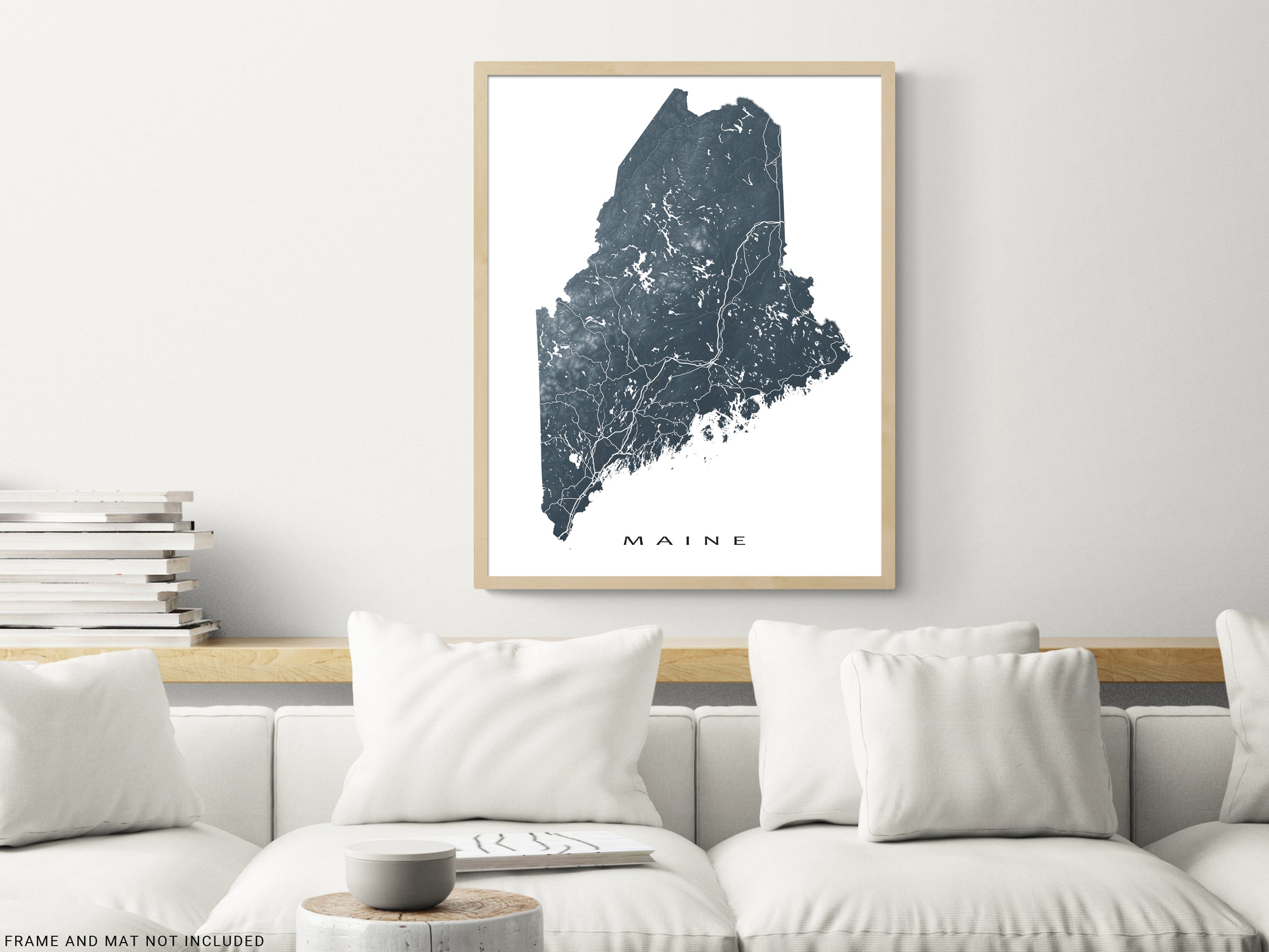 Maine Map Print, Topographic USA State Wall Art Poster Maps, ME — Maps ...